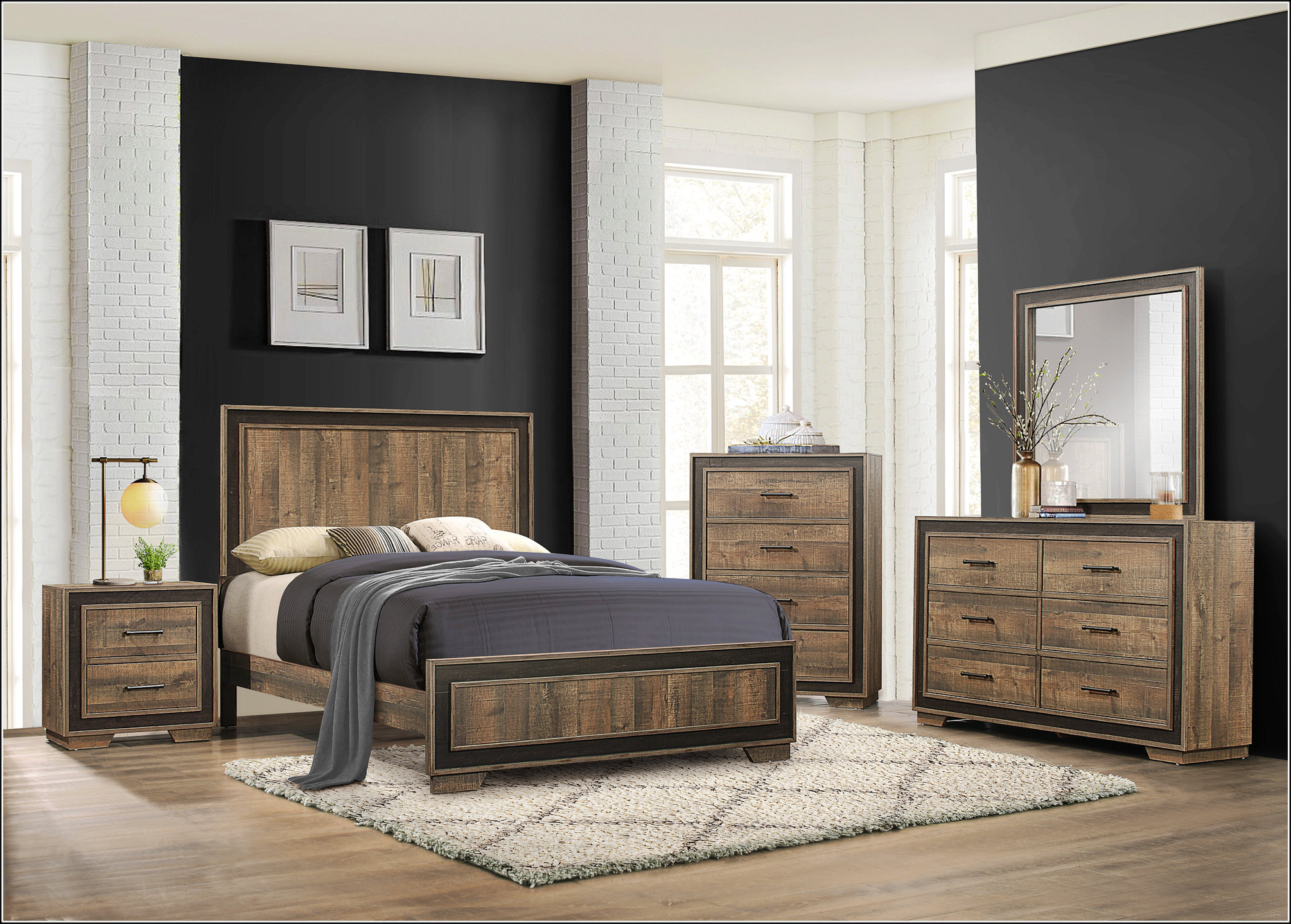 Loon Peak® Modern Line Design Two-Tone Finish 1Pc Queen Size Bed ...