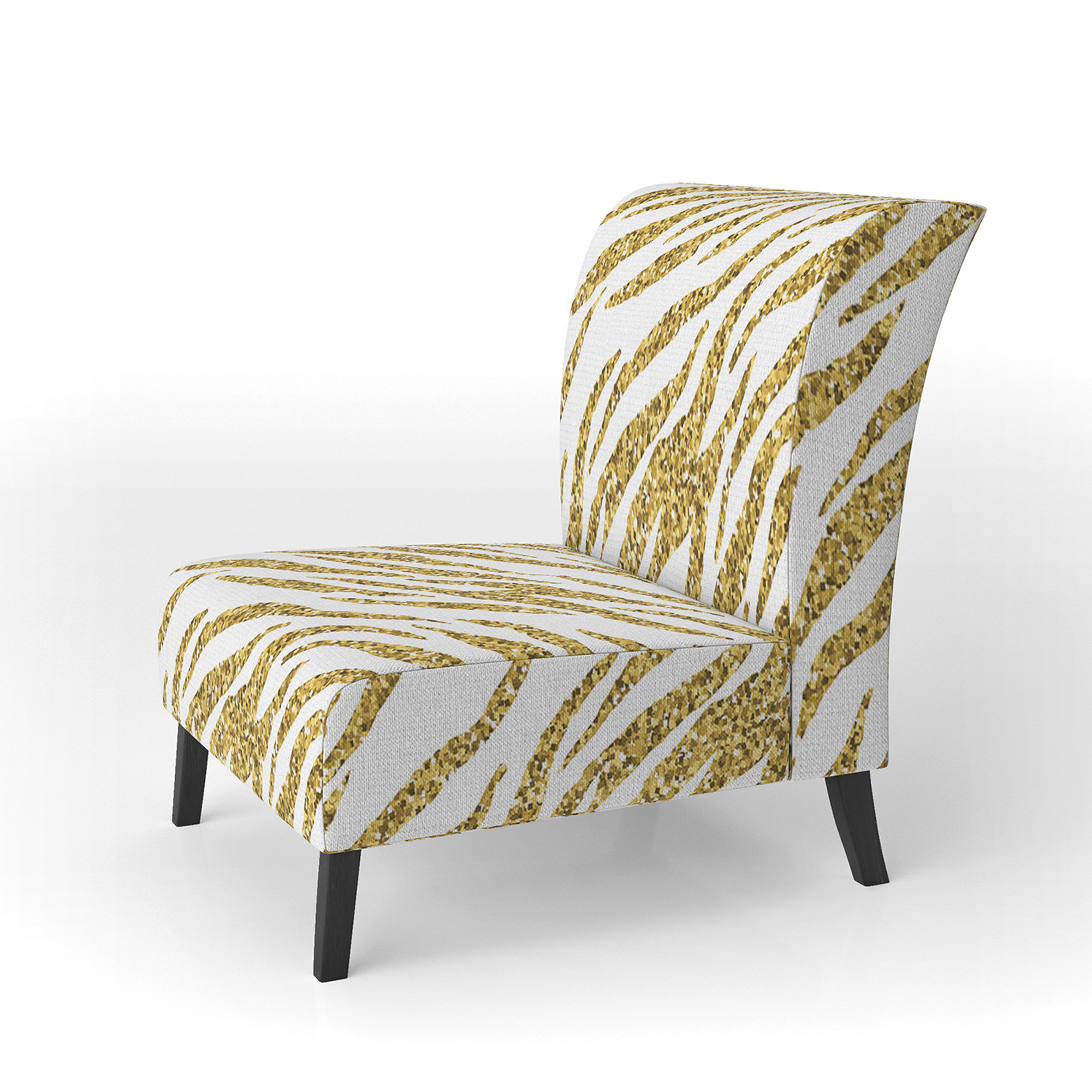 Mercer41 Gold Tiger Stripes On White - Upholstered Cabin & Lodge Accent ...