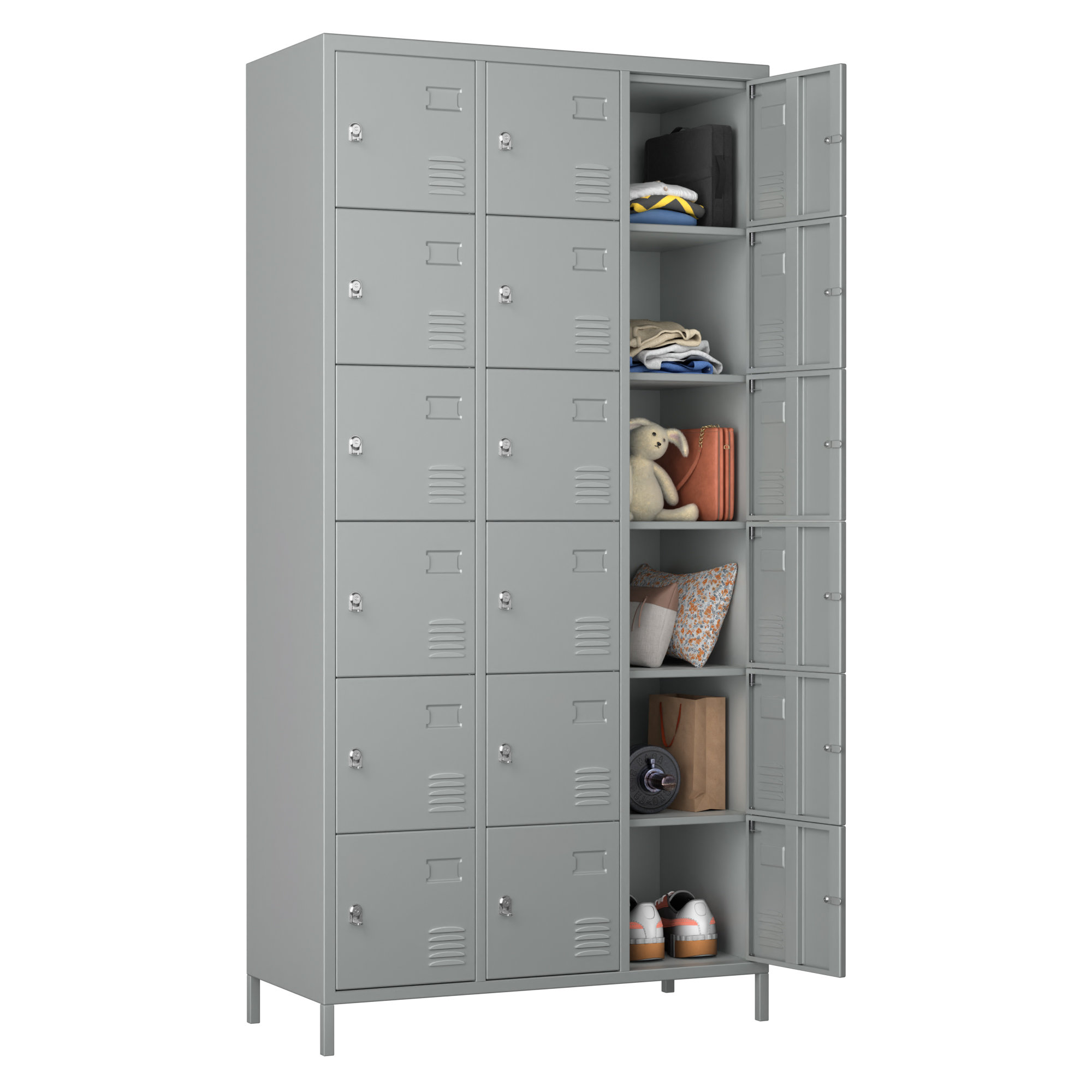 REEMOON 72" Tall Employee Locker With 18 Doors, Metal Storage Lockers ...