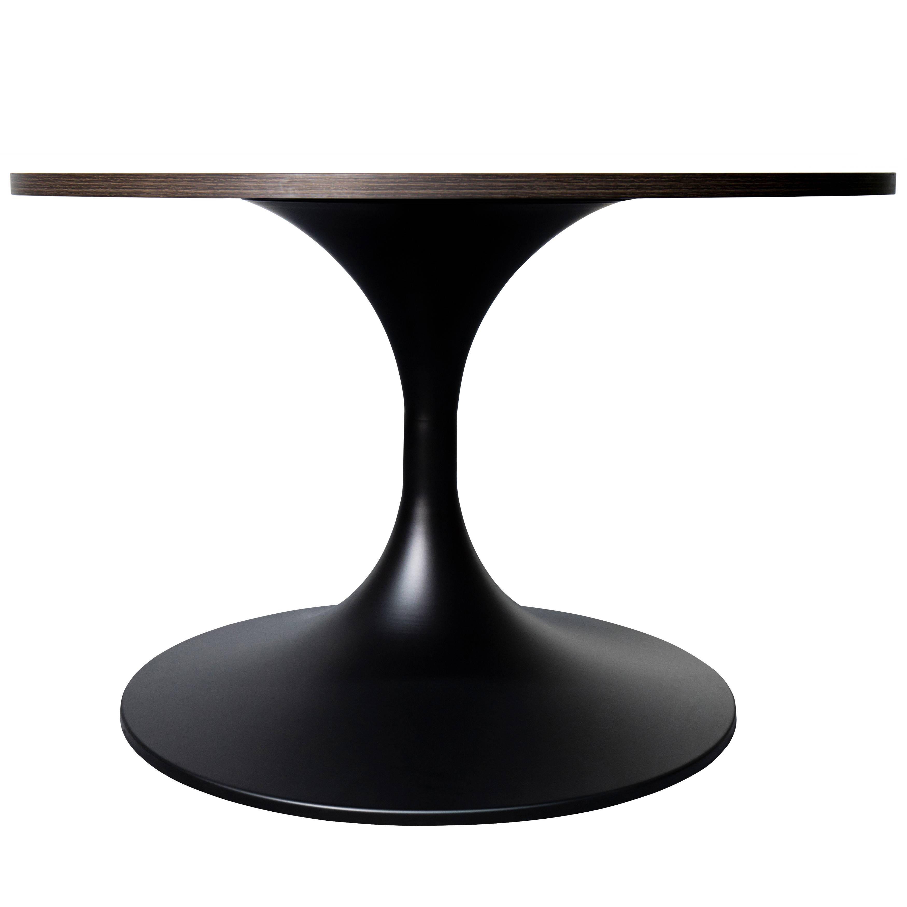 Ivy Bronx 27” Round Coffee Table With MDF Top And Black Stainless Steel ...