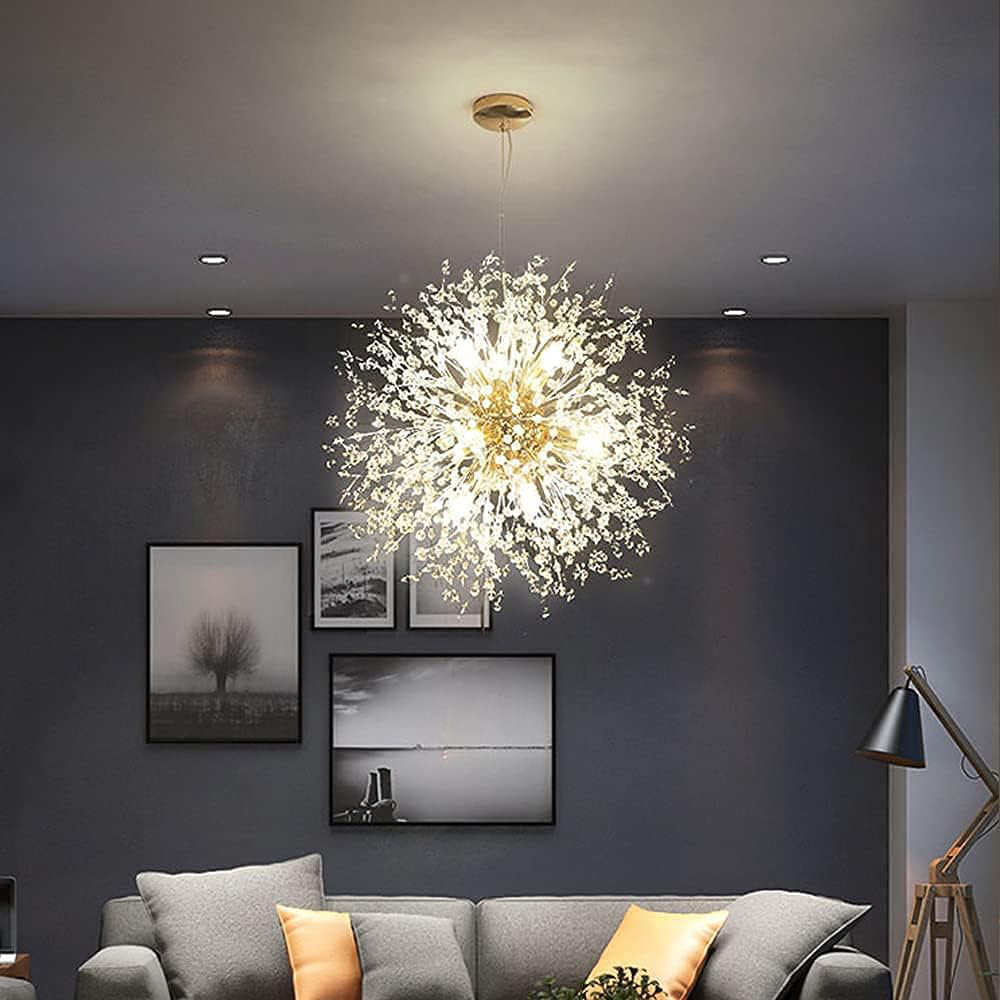 Mercer41 Modern Firework Crystal Chandelier With Gold Finish, Sputnik ...