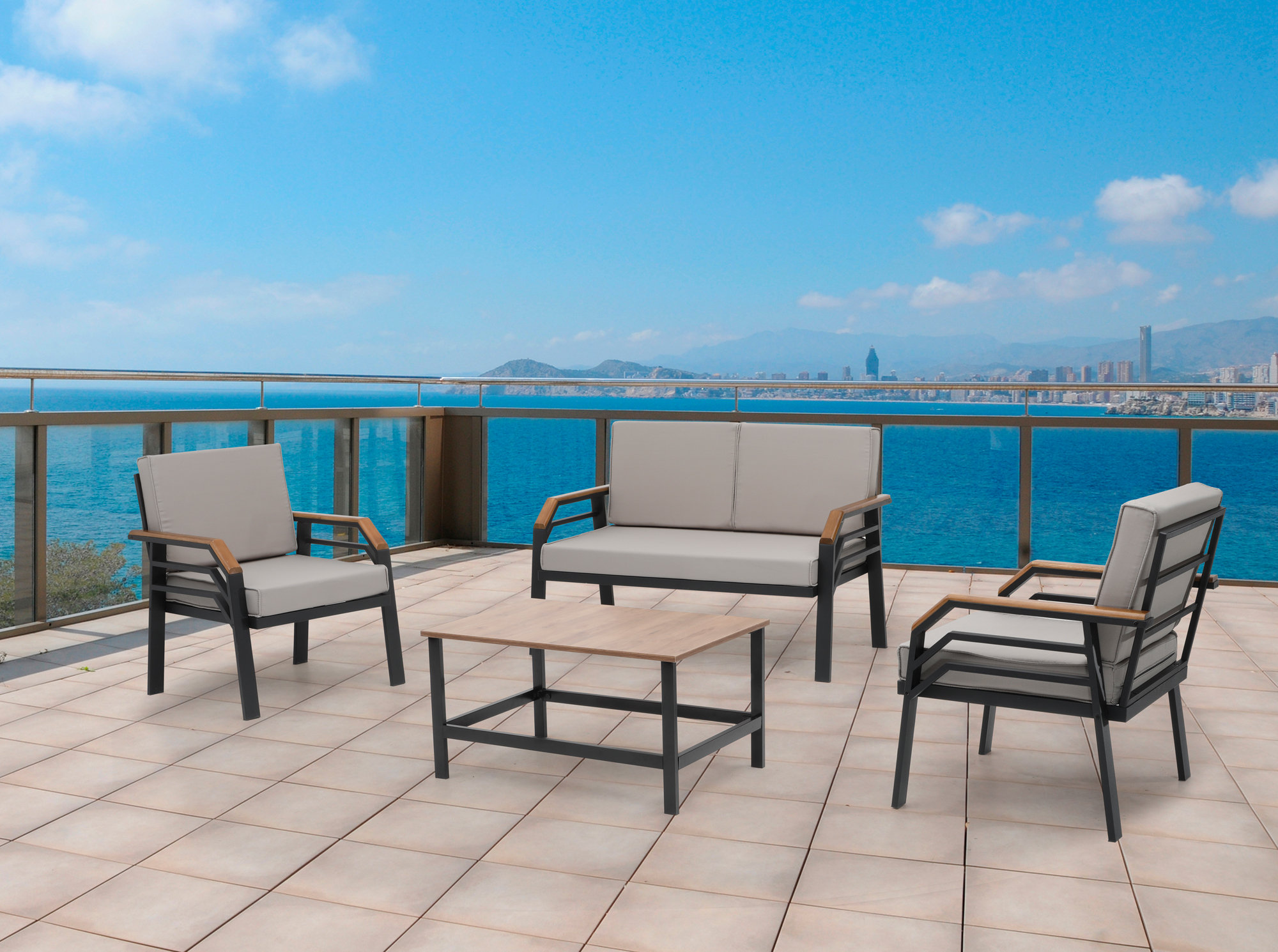 Ebern Designs Trilbie 4 Piece Complete Patio Set with Cushions | Wayfair