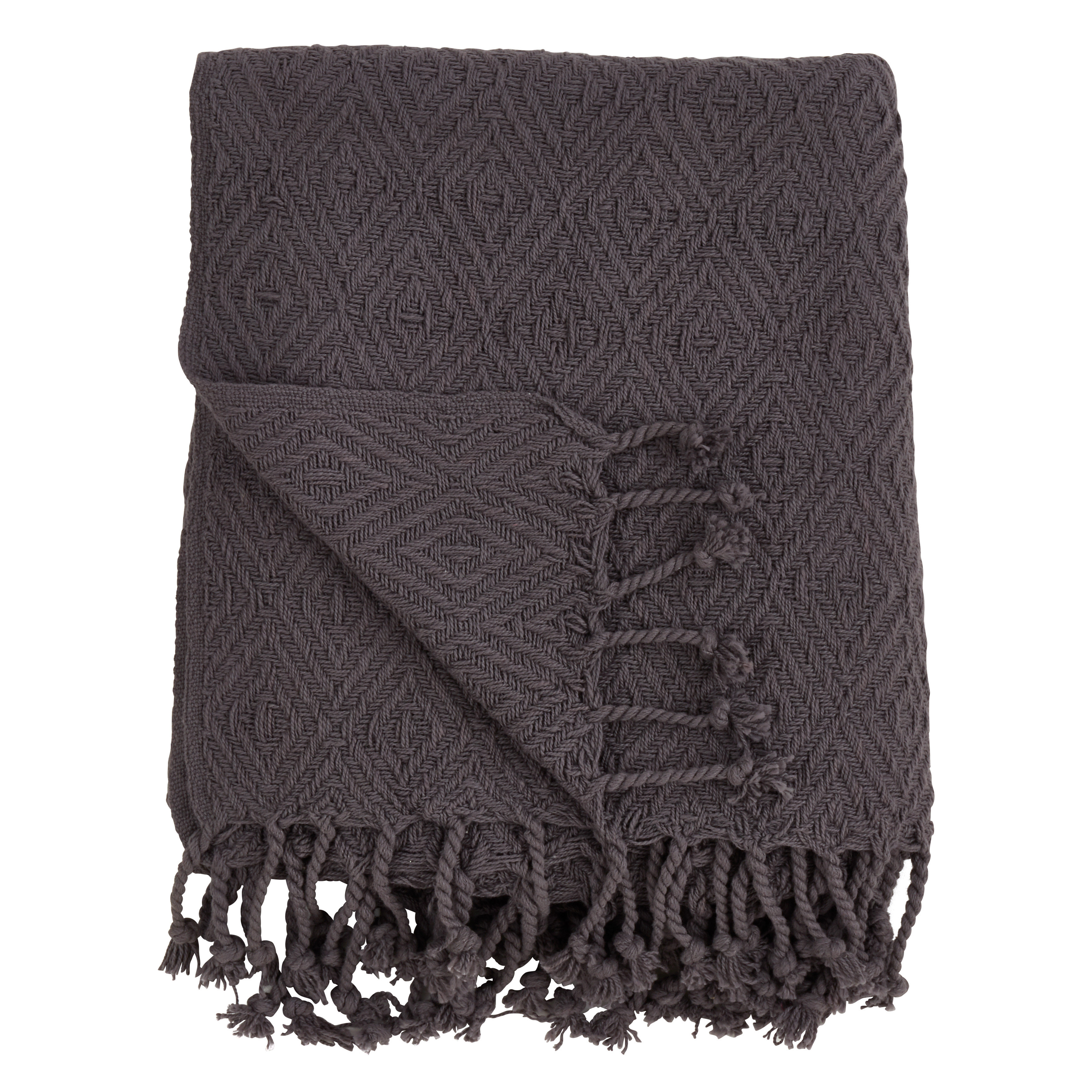 Saro Sevan Tassel Diamond Weave Throw | Wayfair