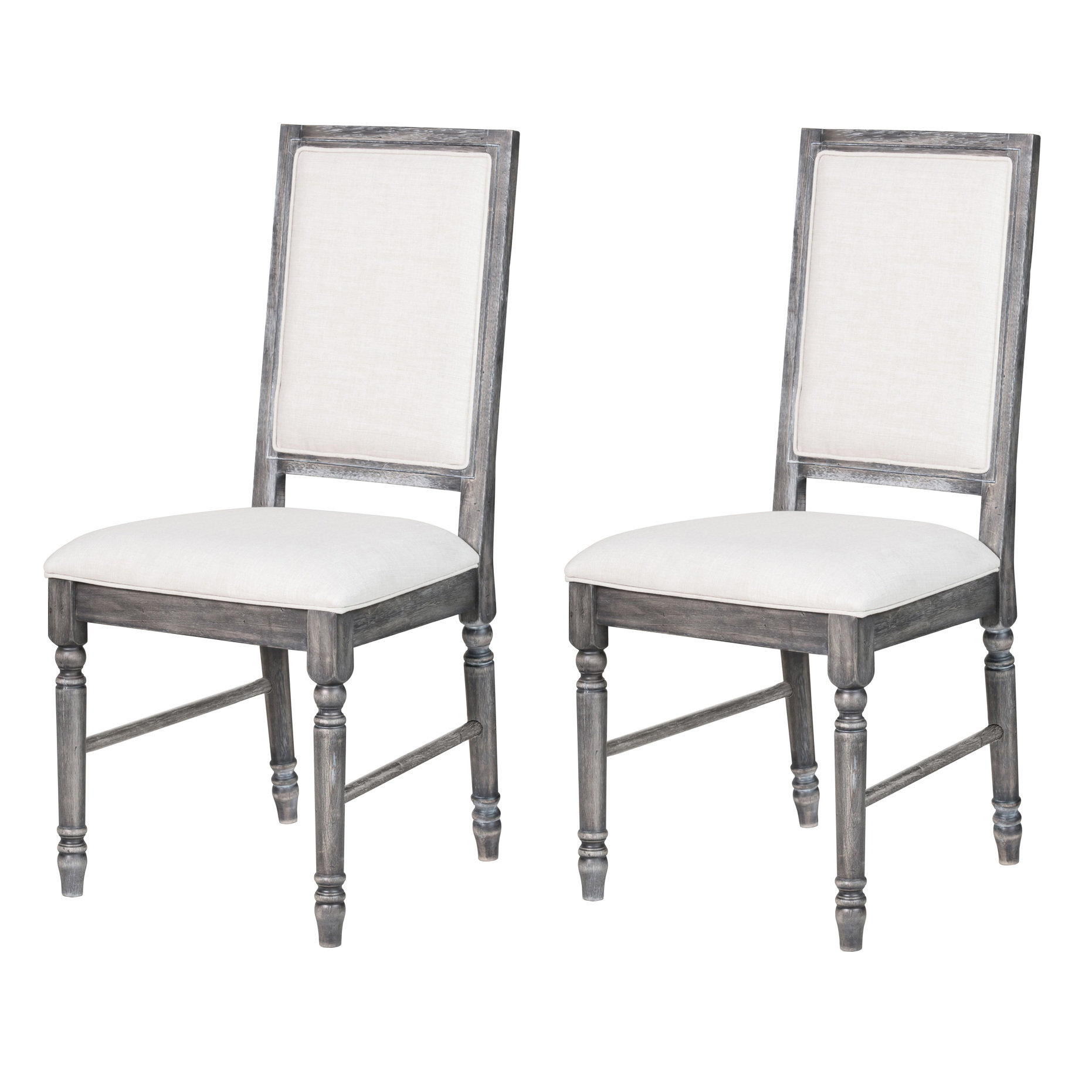 One Allium Way Chair Of 2, Cream Upholstery & Grey Weathered Trim ...