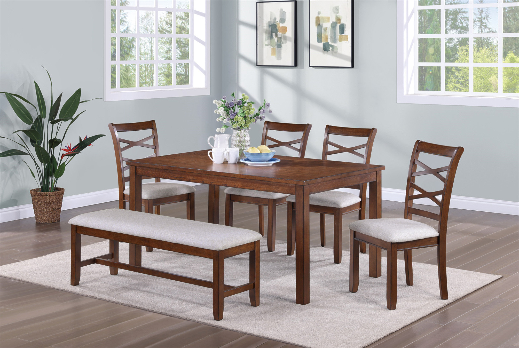 Lark Manor Dining Room Furniture Modern 6Pcs Set Dining Table 4X Side ...