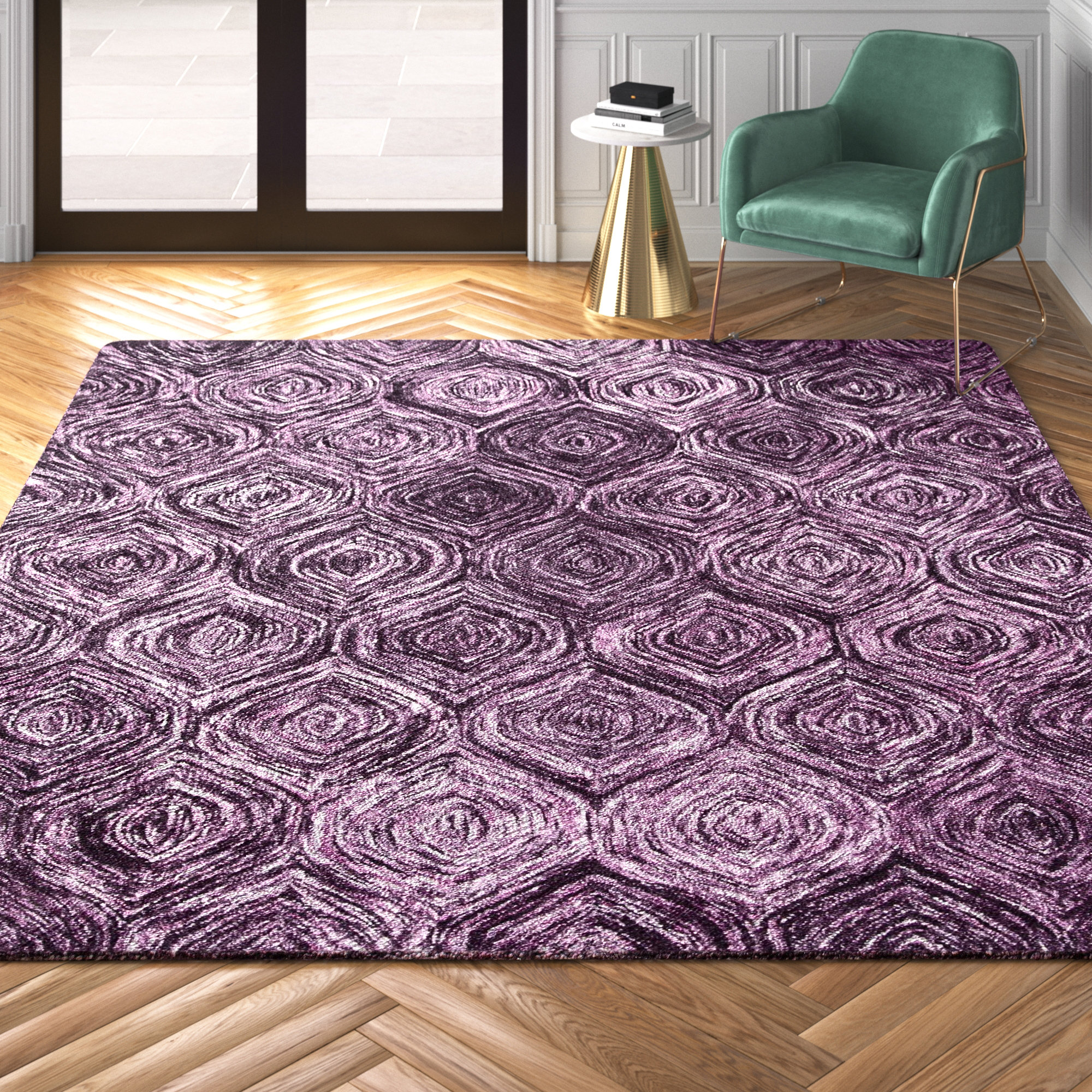 Etta Avenue™ Alora Geometric Hand Tufted Wool Purple Area Rug & Reviews ...