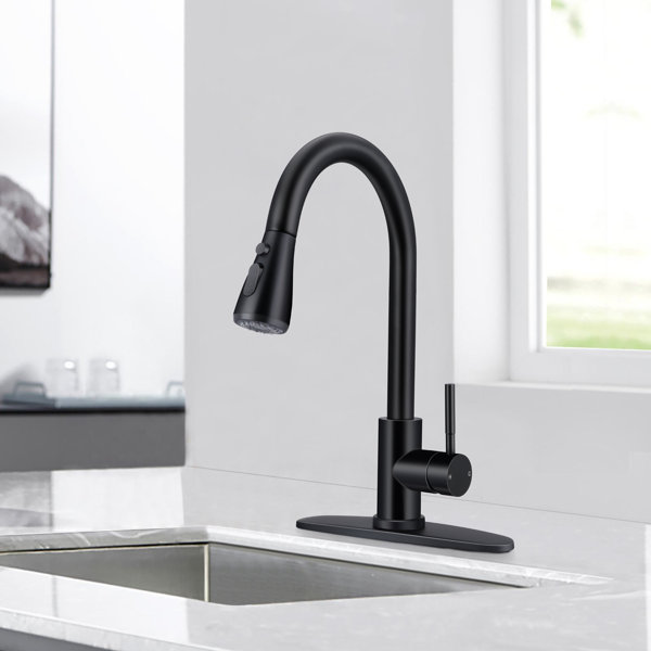 Wilmall Kitchen Faucet with Pull Down Sprayer Matte Black Faucet ...