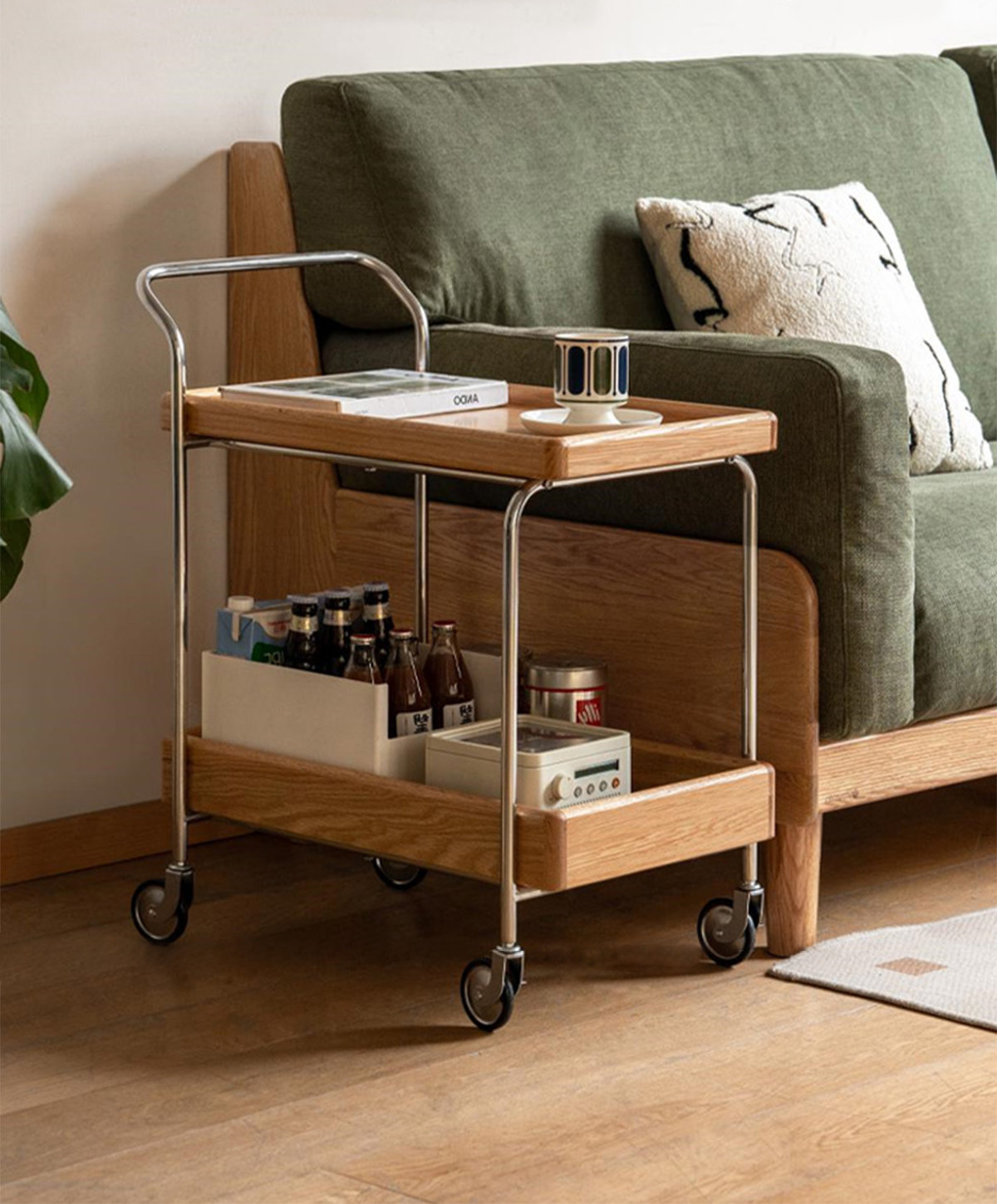 Corrigan Studio® 24.88" Natural Color Standard Solid Wood Bar Carts ...