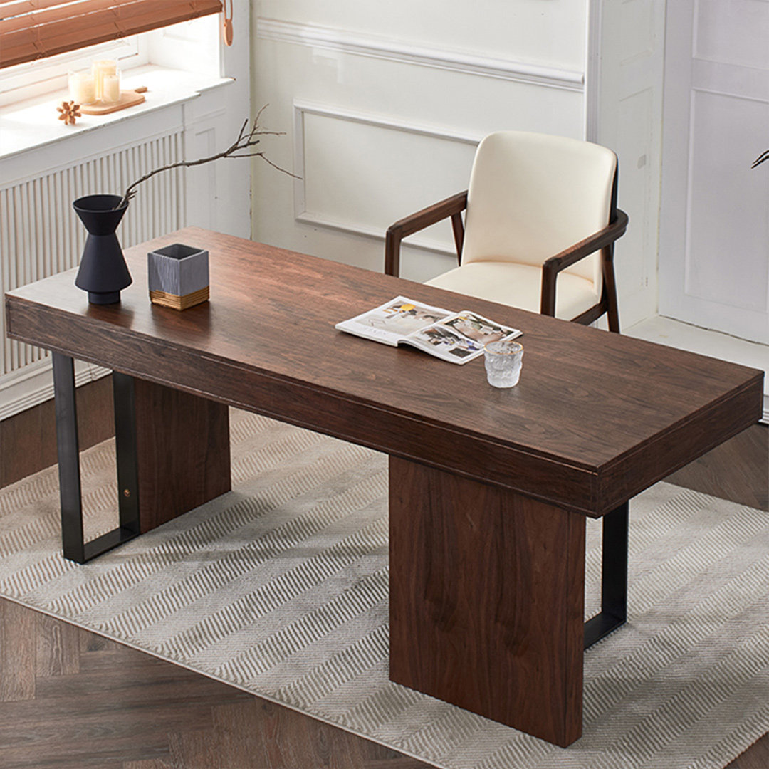 Galerie Centrale Black Walnut Rectangular Solid Wood desks | Wayfair