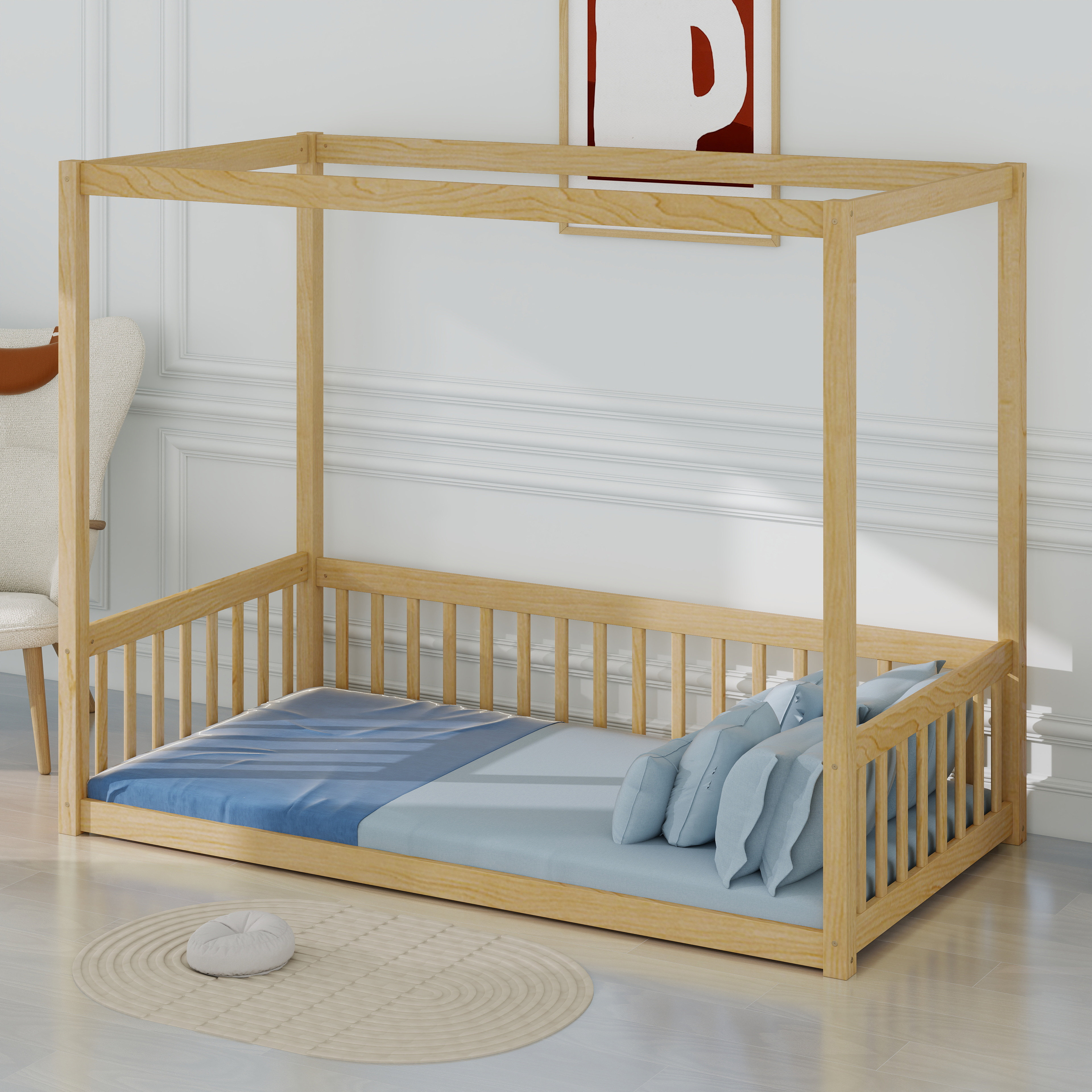 Ophelia & Co. Canopy Bed Frame With 4 Posters And Guardrails | Wayfair
