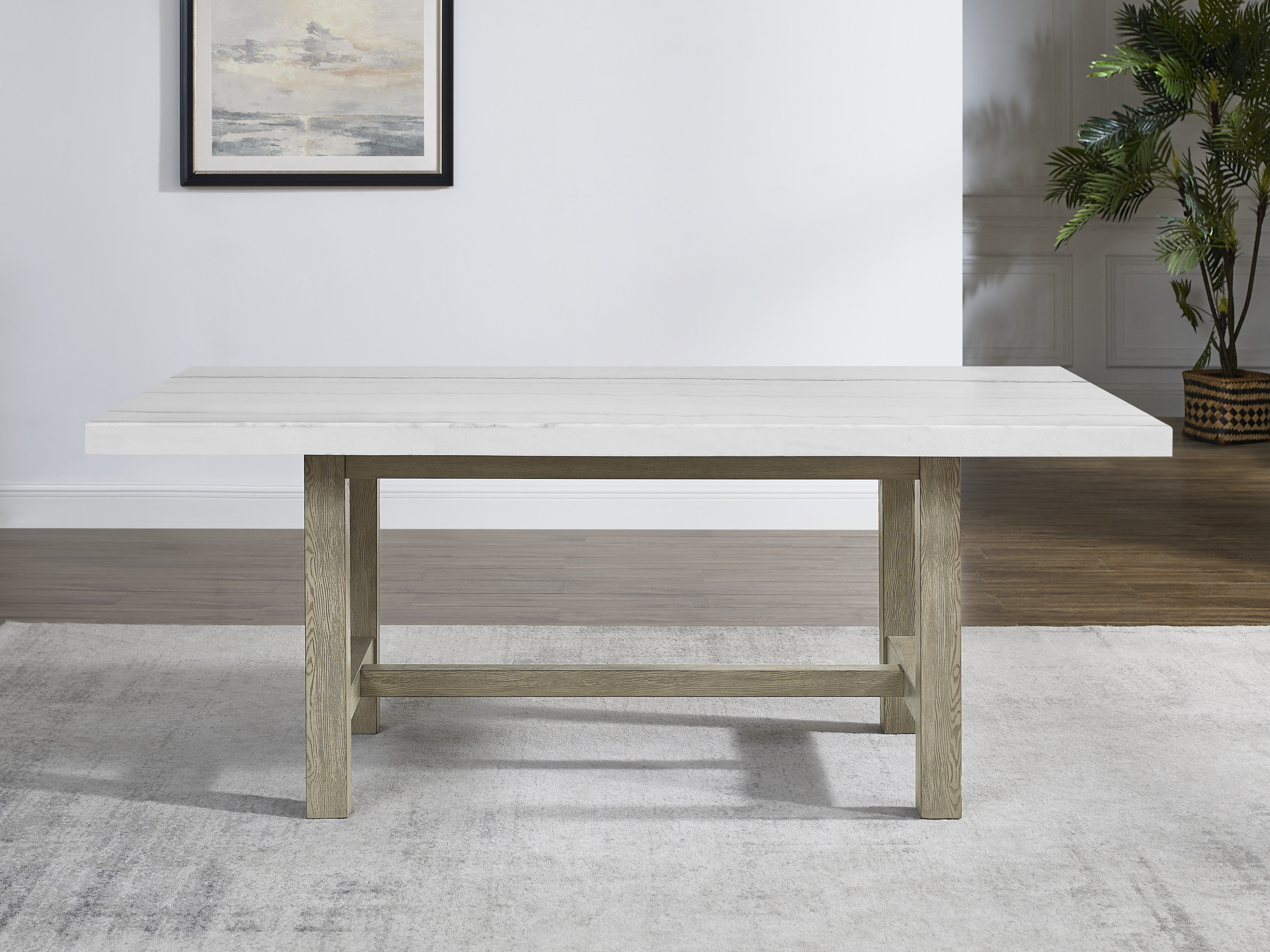 Lark Manor™ Amaryon 78" Genuine Marble Trestle Dining Table & Reviews ...