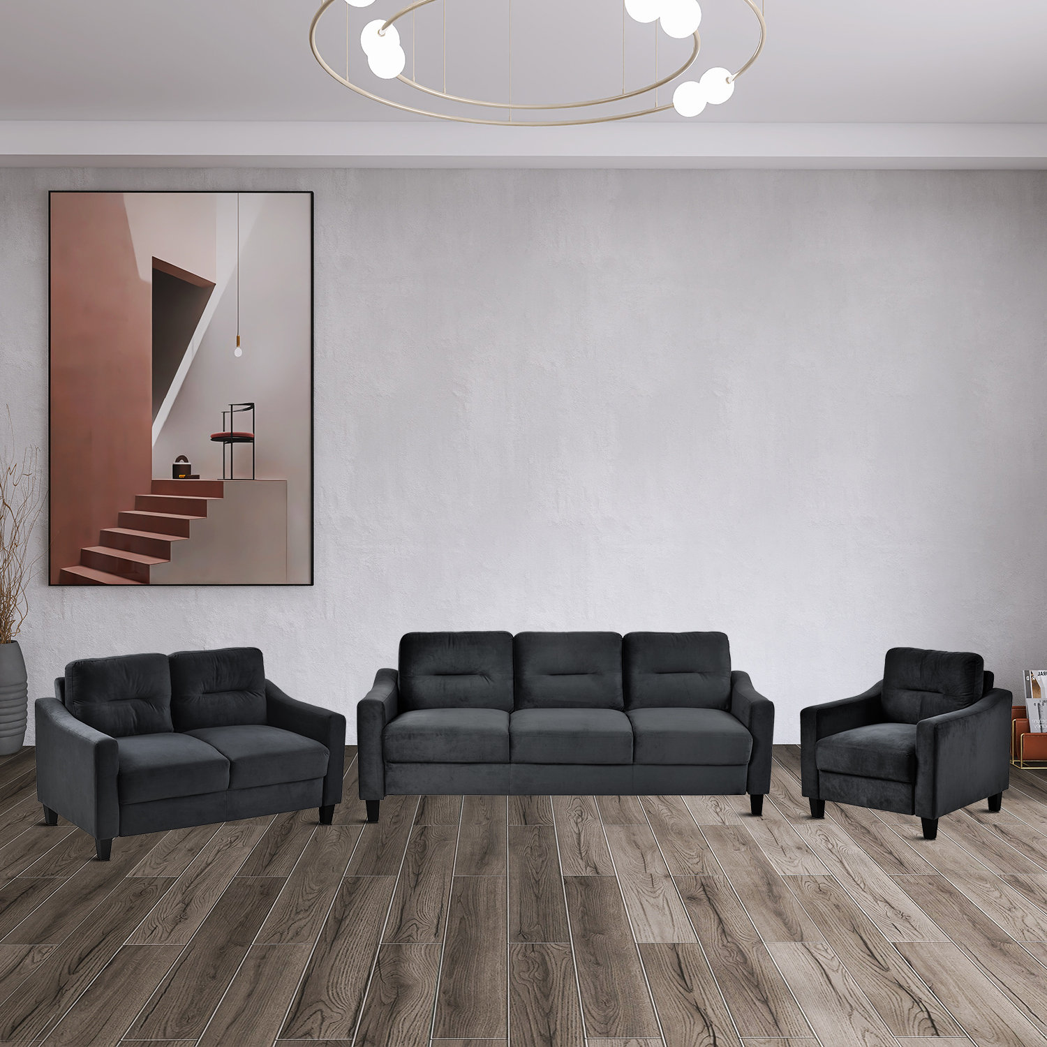 Mercer41 Borgey 3 - Piece Velvet Living Room Set - Wayfair Canada