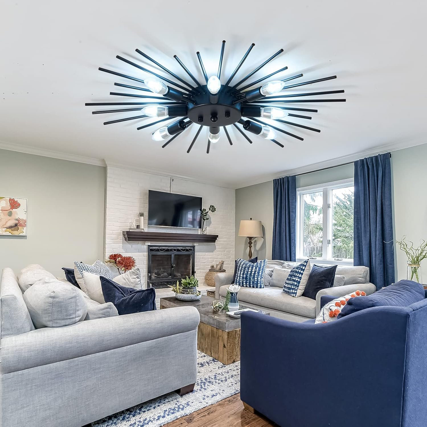 Ivy Bronx Semi Flush Mount 8 Light Ceiling Light Modern Metal Ceiling ...