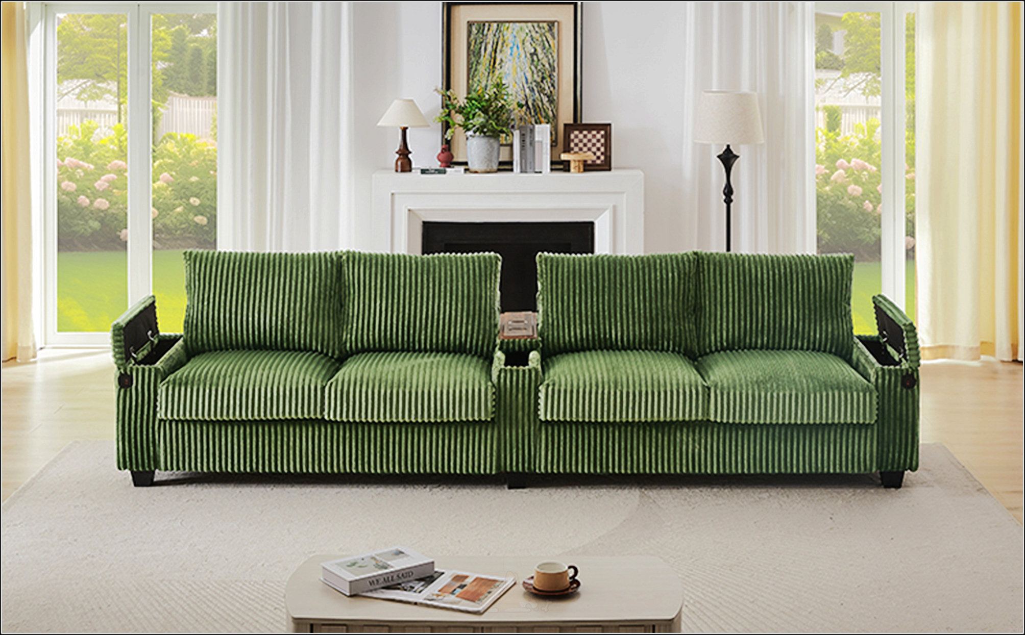 Ivy Bronx 133" Modern Sofa With USB Ports | Wayfair
