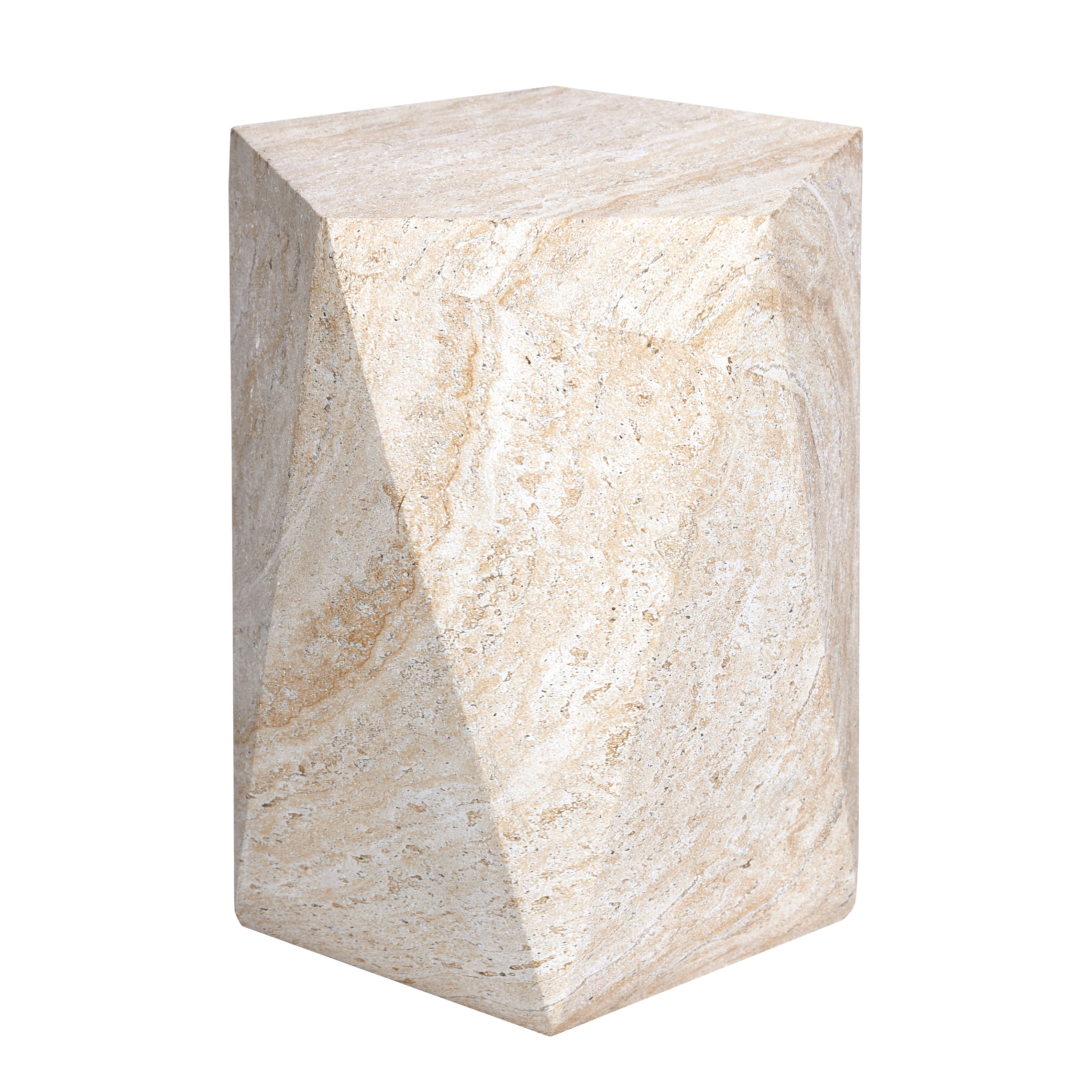 Ivy Bronx Travertine Stone Finish MgO Side Accent Table & Reviews | Wayfair
