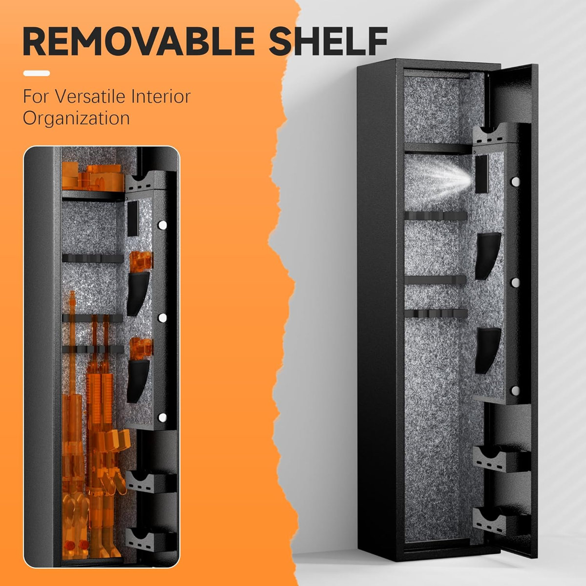 SUNCROWN 4-10 Rifle Safe Quick Access with LED Light, Long Gun Safe ...