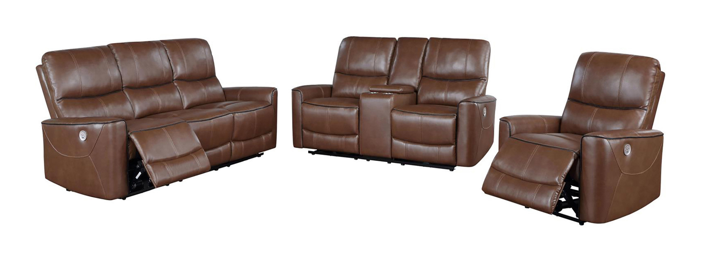 Ebern Designs Colne 3-Piece Upholstered Power Reclining Sofa Set ...