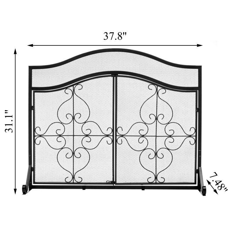 Fleur De Lis Living 2-Panel Iron Fireplace Screen | Wayfair
