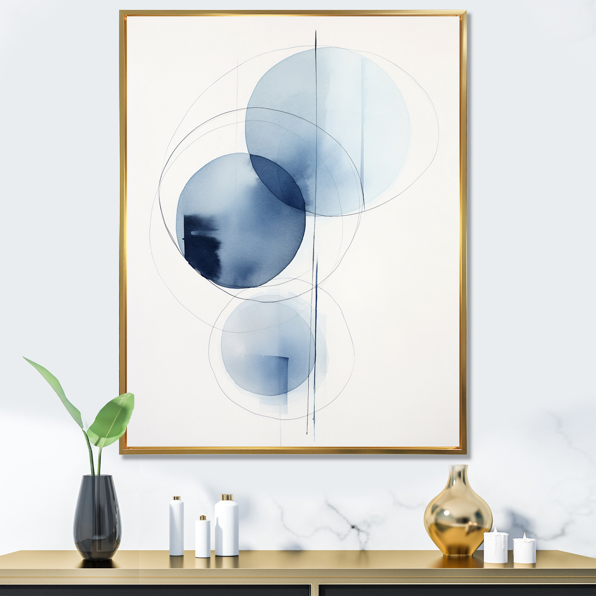 Wrought Studio™ Orbicular Unity Minimal Watercolor In Retro Blue I ...
