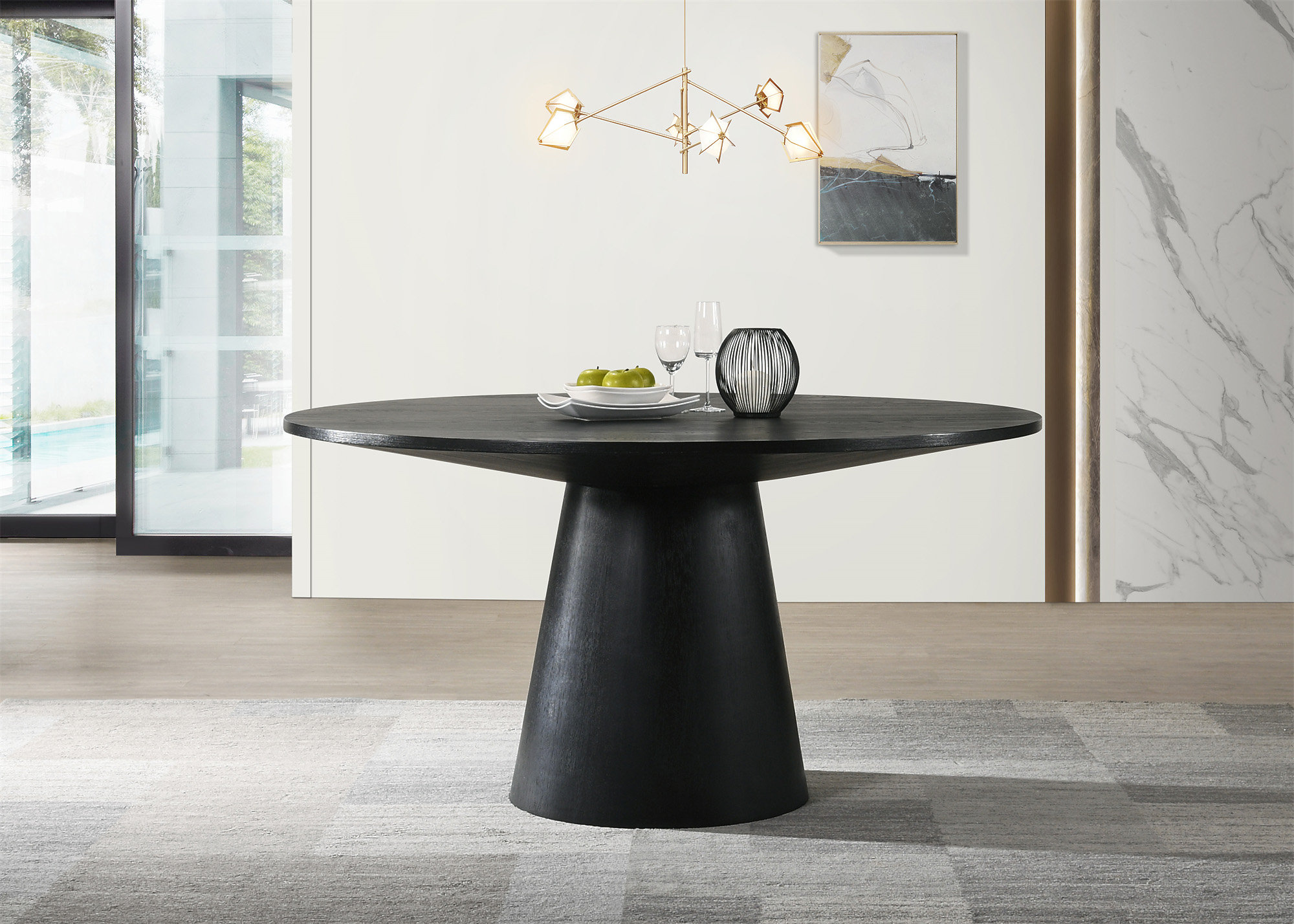 Latitude Run® Jasper Ebony Contemporary Round Dining Table (Only Tables ...