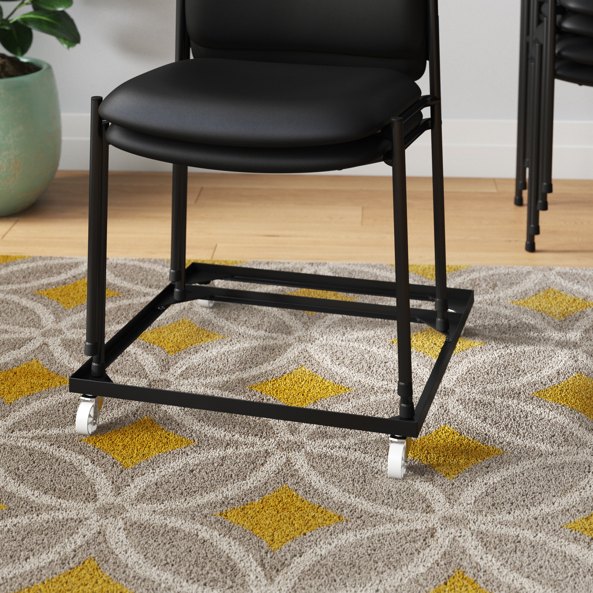 Flash Furniture Visage Steel Stack Chair and Church Chair Dolly ...