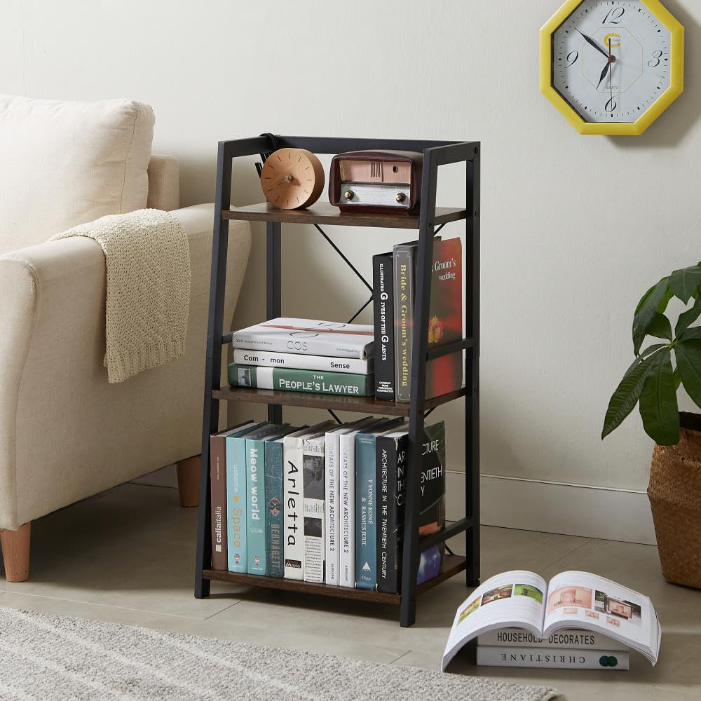 17 Stories Compact Industrial Bookcase, Single-Shelf Storage For Living ...