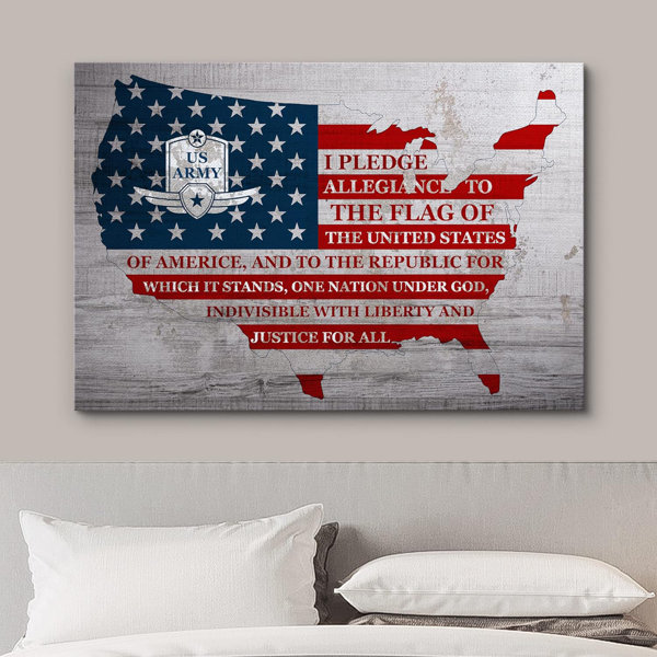 IDEA4WALL Wood Panel Style Pledge Of Allegiance Stars American Flag On ...