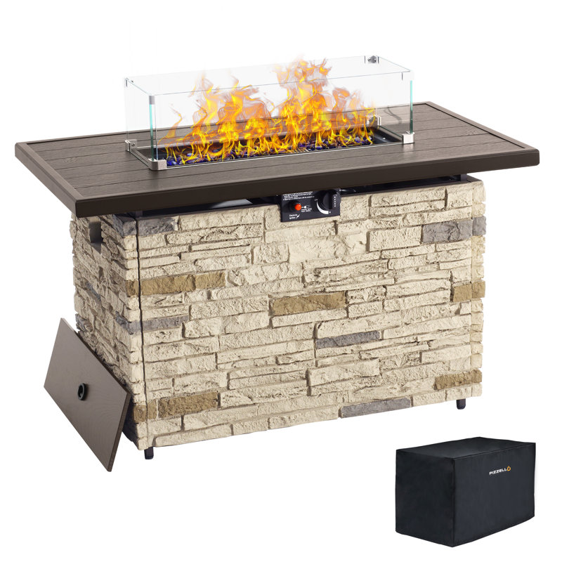 Loon Peak® 43 Inch Propane Gas Fire Pit Table, Outdoor 5,000 BTU ...
