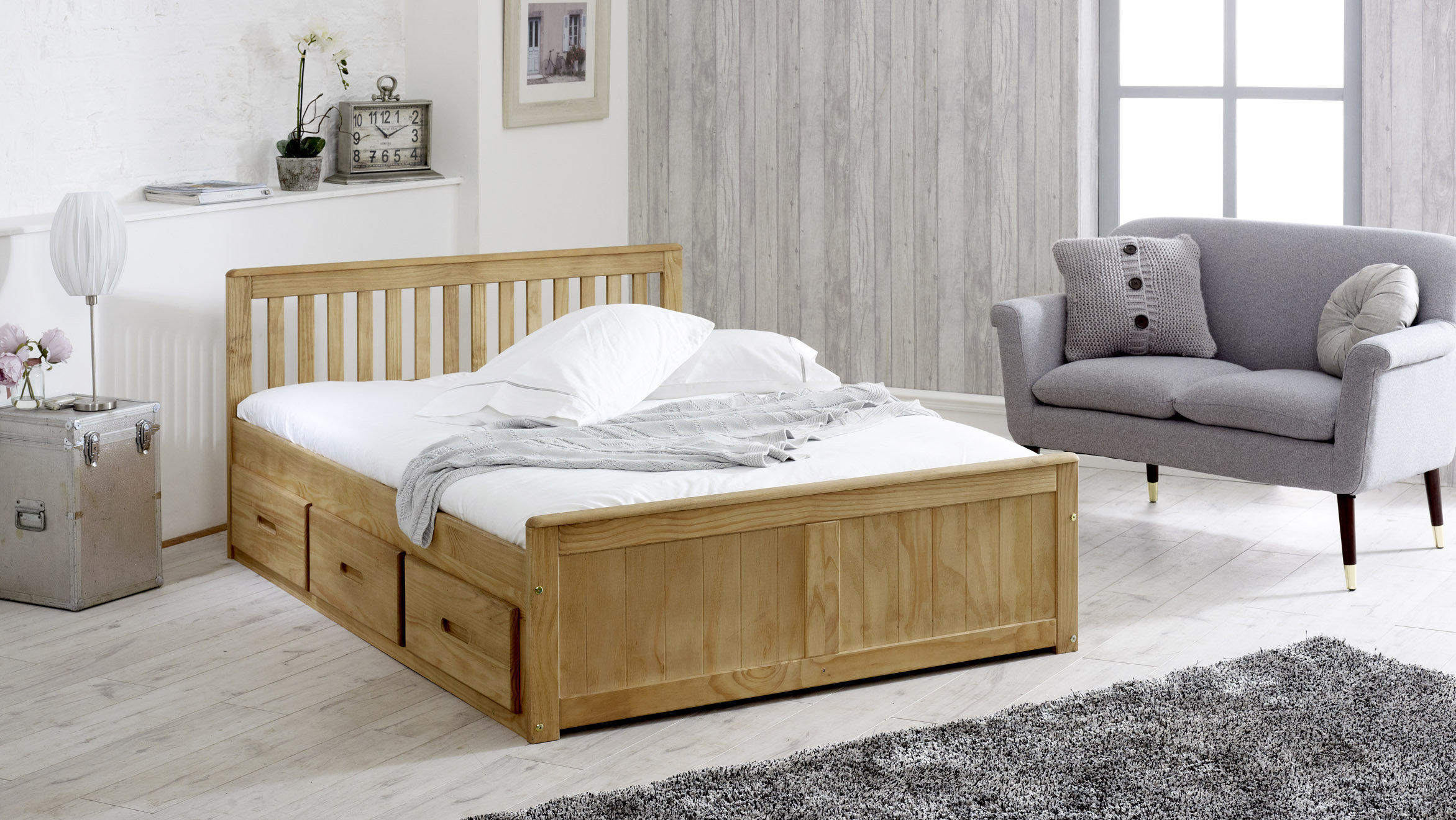 ClassicLiving Mission Solid Wooden Larksville Storage Bed Frame ...