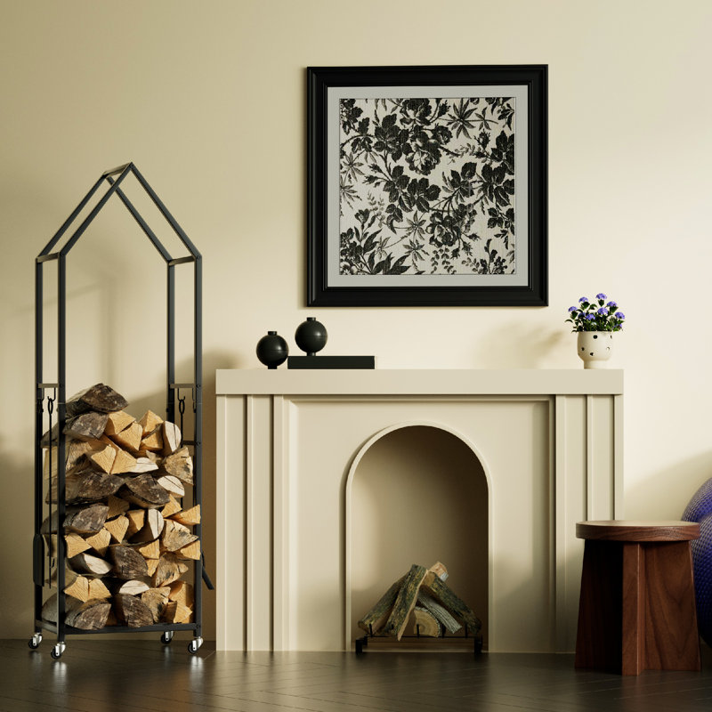 Red Barrel Studio® Hagenah 18'' W Metal House Log Rack with Wheels and ...