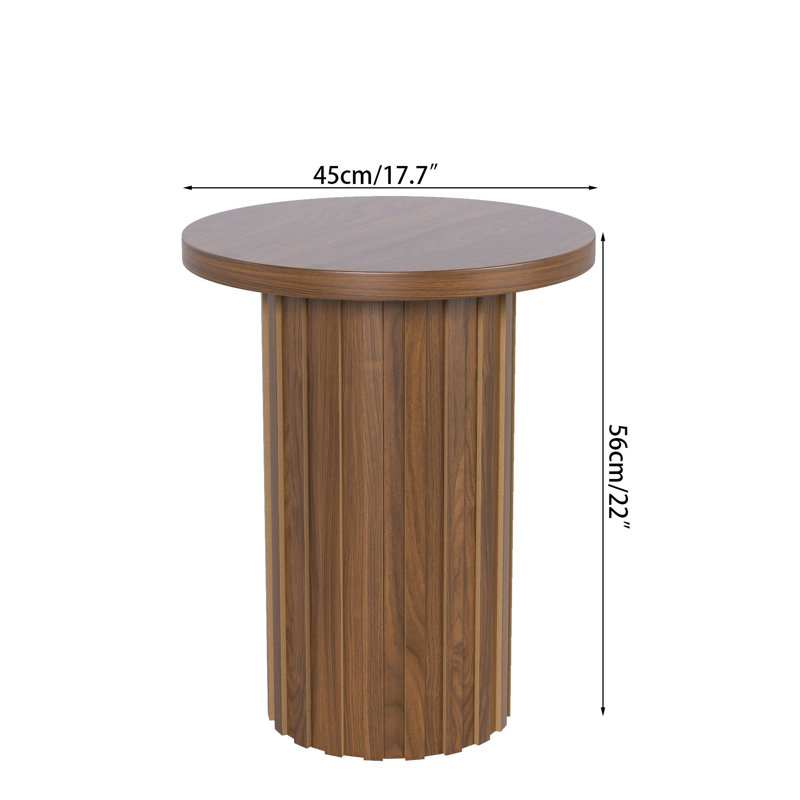 Latitude Run® Round End Table With Fluted Pedestal Base, Side Table ...