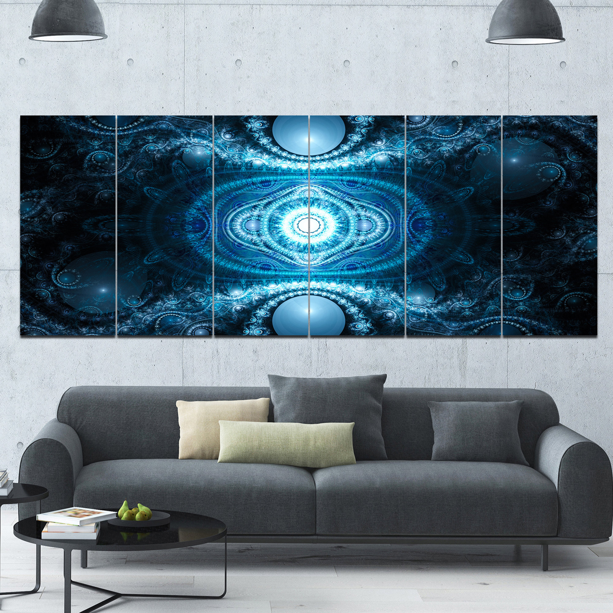 Design Art 'Cabalistic Light Blue Pattern' 6 Piece Graphic Art Print ...