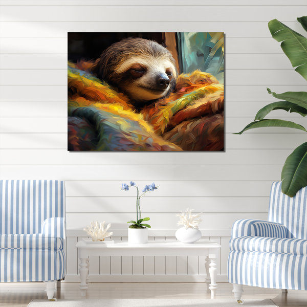 Red Barrel Studio® Grey And Yellow Sloth Serenity Sleep - Slothwall Art ...