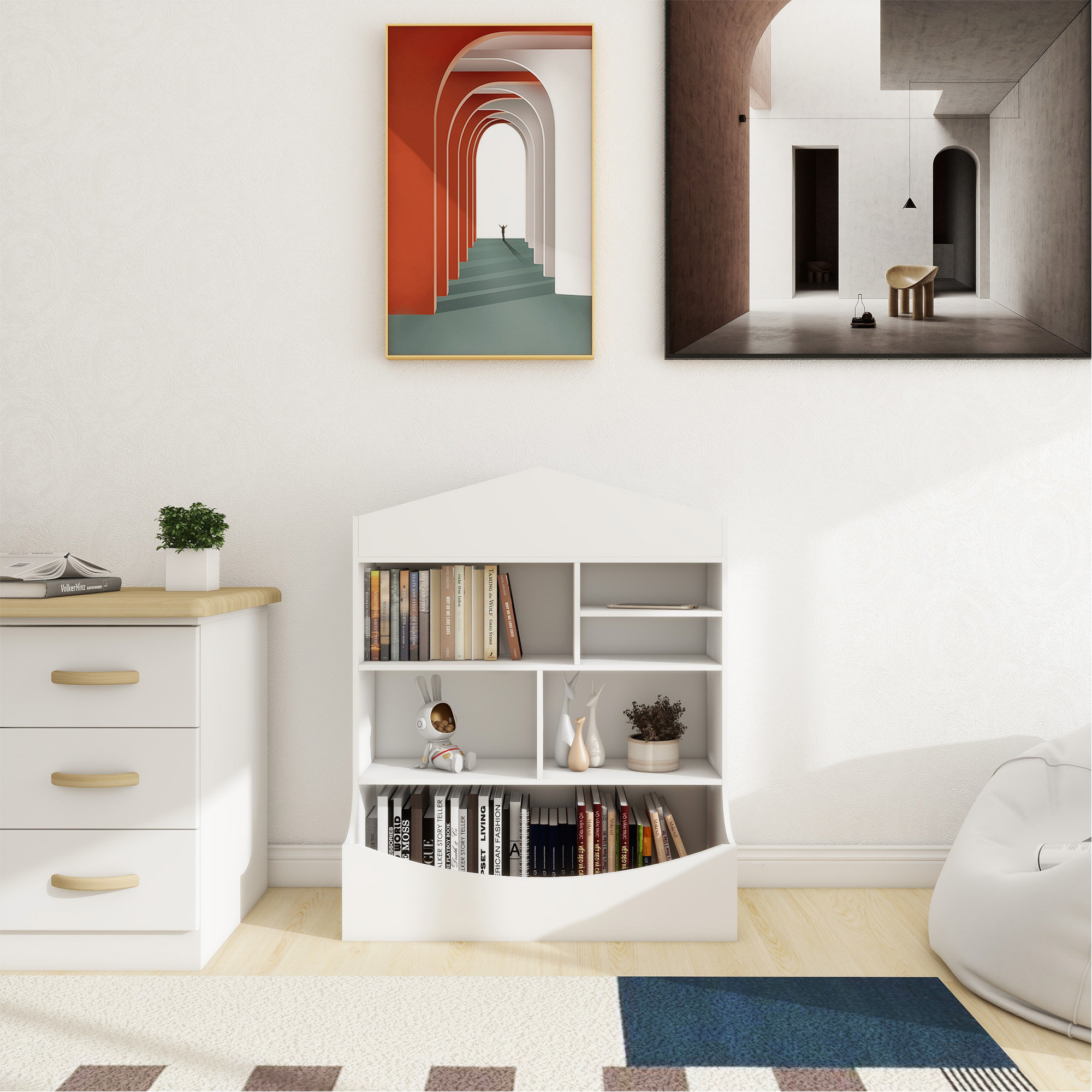 Ebern Designs Multi-Functional 7 Shelf Bookcase, Storage Display, Rack ...