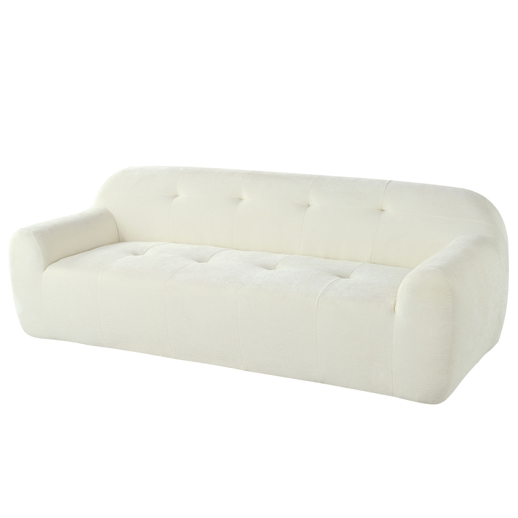 Latitude Run® 85.8" Wide Chenille Fabric 3-Seater Sofa with Tufted ...