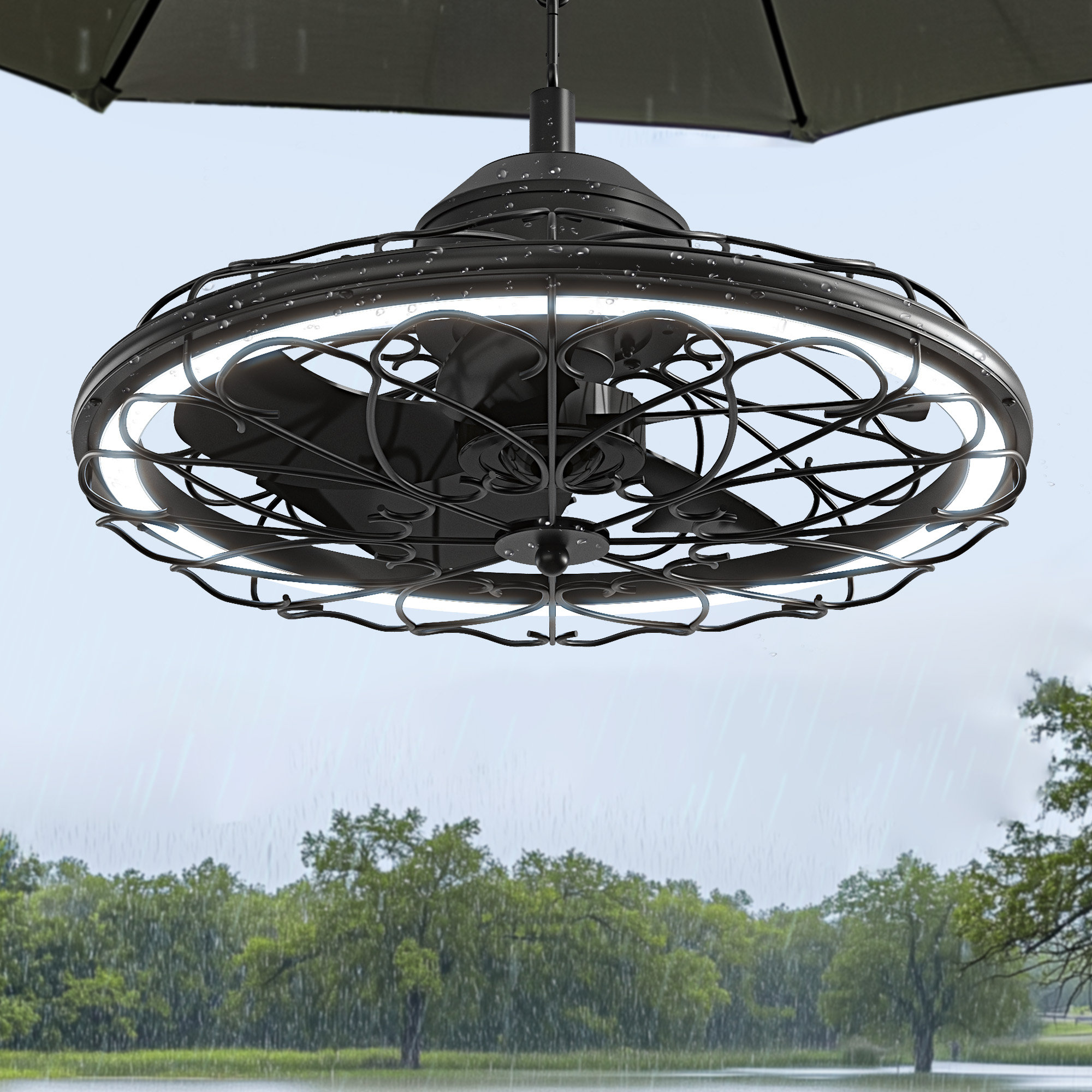 Williston Forge 20“ Outdoor Ceiling Fans With Lights Waterproof Gazebo ...