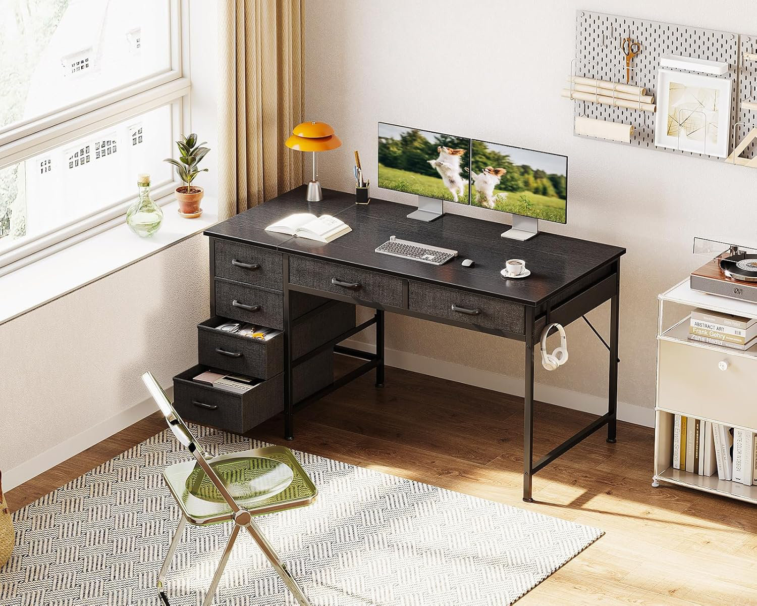 17 Stories Computer Desk With 6 Drawers, 48 Inch Office Desk With ...