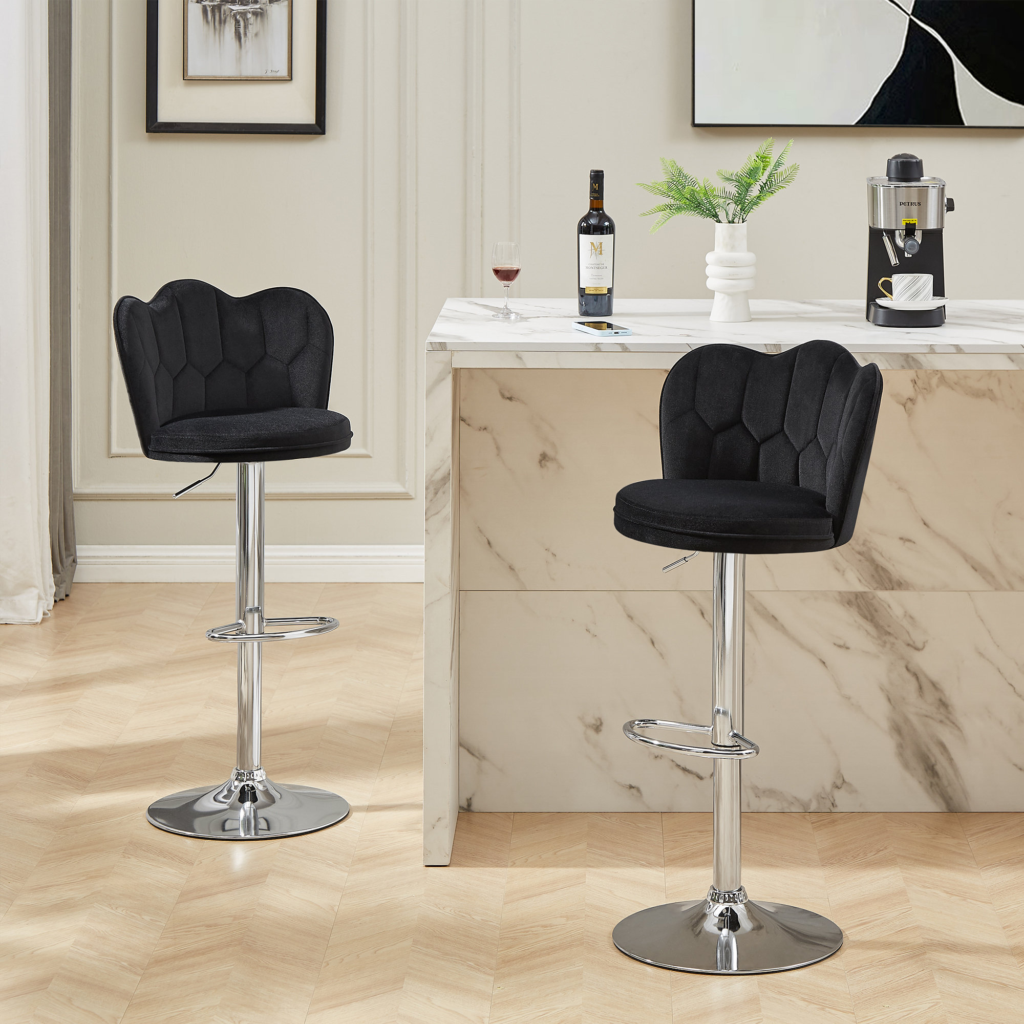 Mercer41 Tranika Swivel Adjustable Height Bar Stool | Wayfair