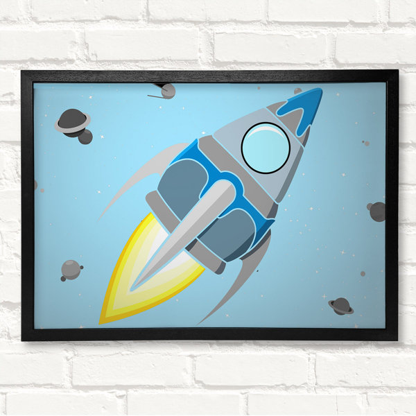Isabelle & Max Rocket Ship Baby Blue - Single Picture Frame Print ...