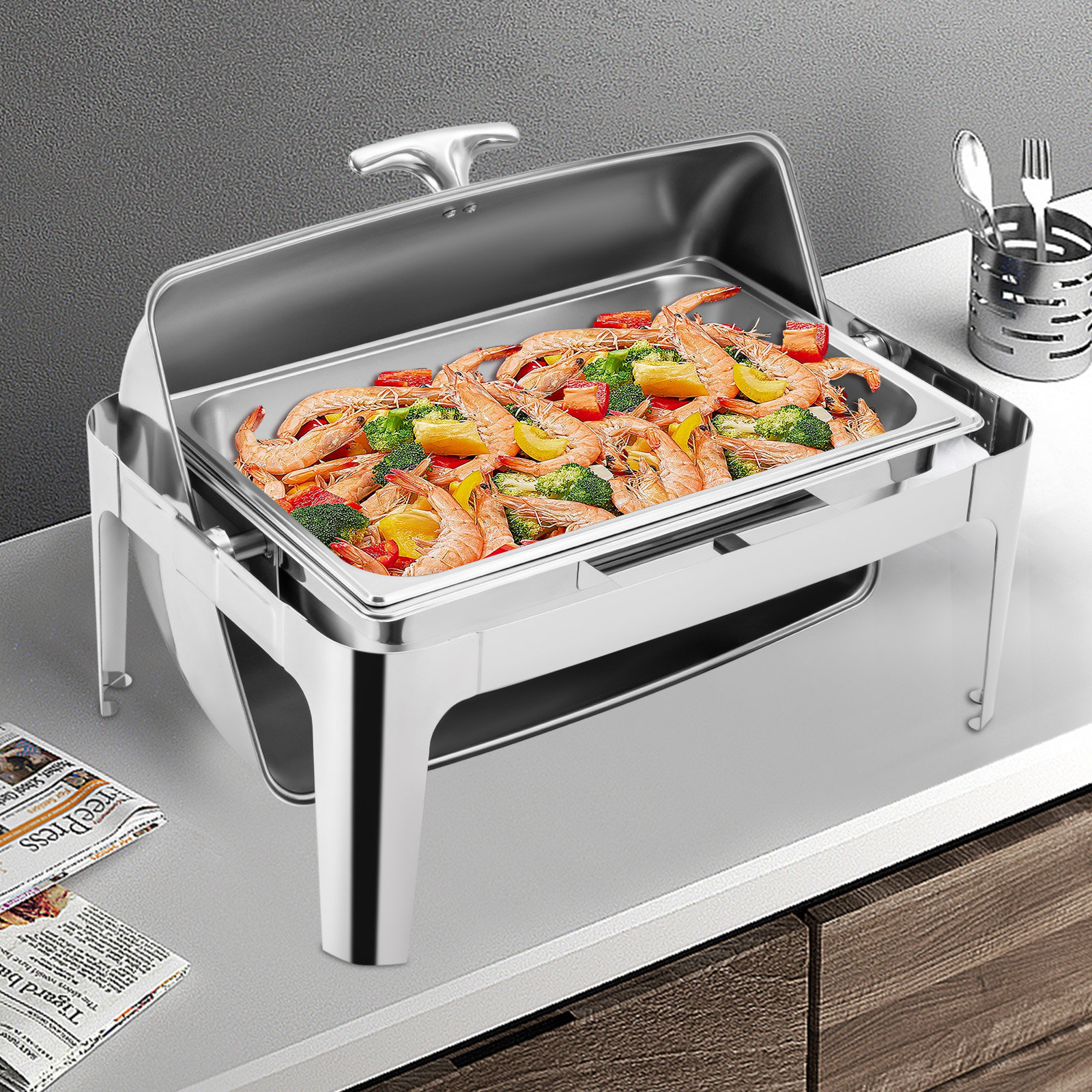 The Party Aisle™ Clarktown 9.5QT Rectangular Stainless Steel Roll Top ...