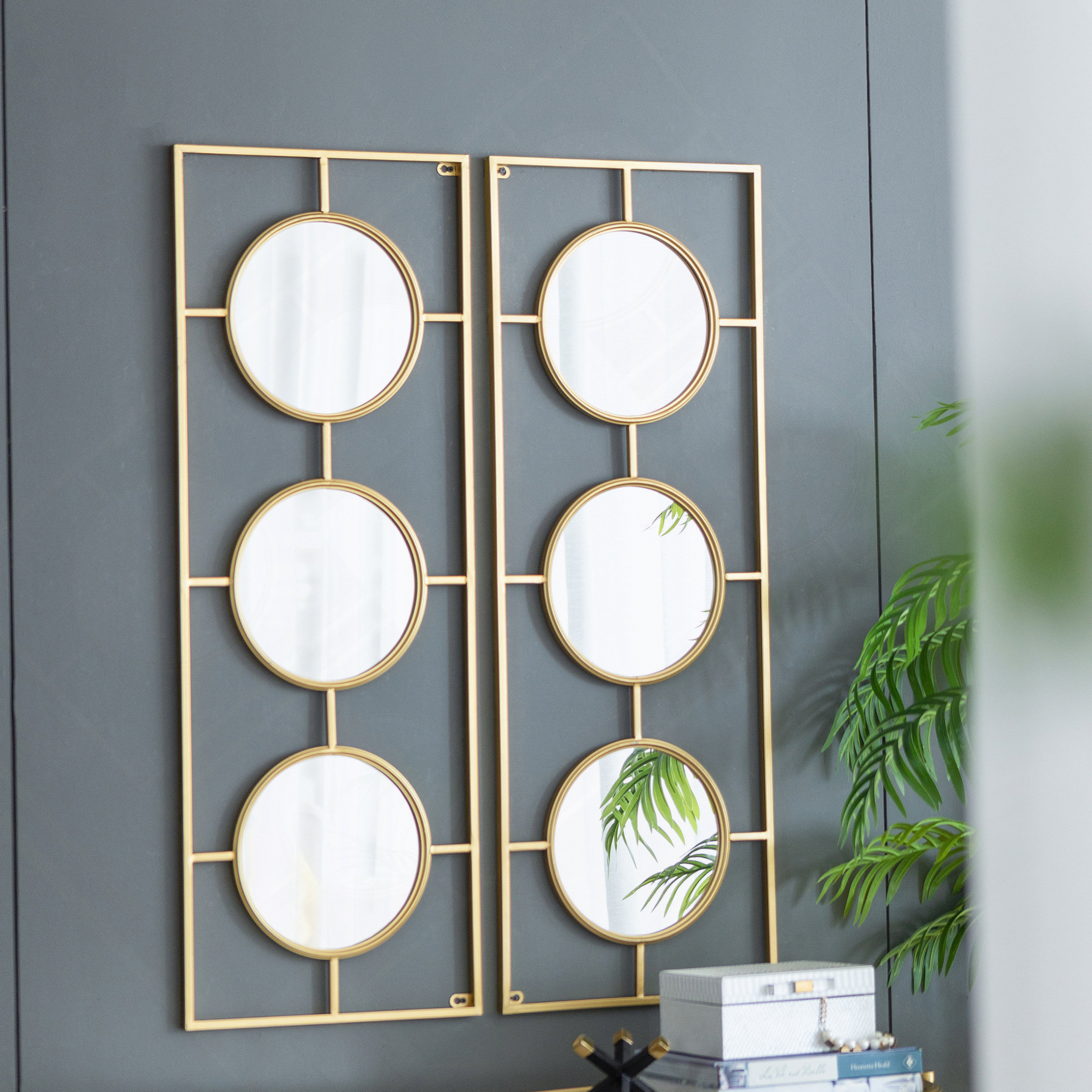 Mercer41 Iron Frame Horizontal and Vertical Round Mirror | Wayfair