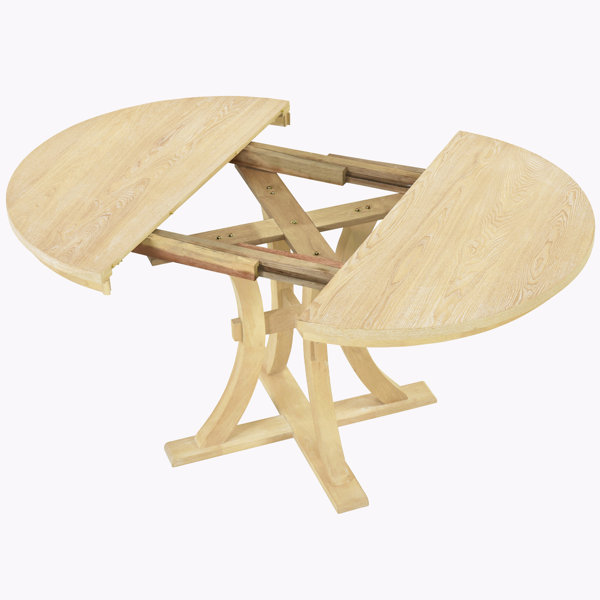 August Grove® Demetrik 5-Piece Rustic Round Pedestal Extendable Dining ...