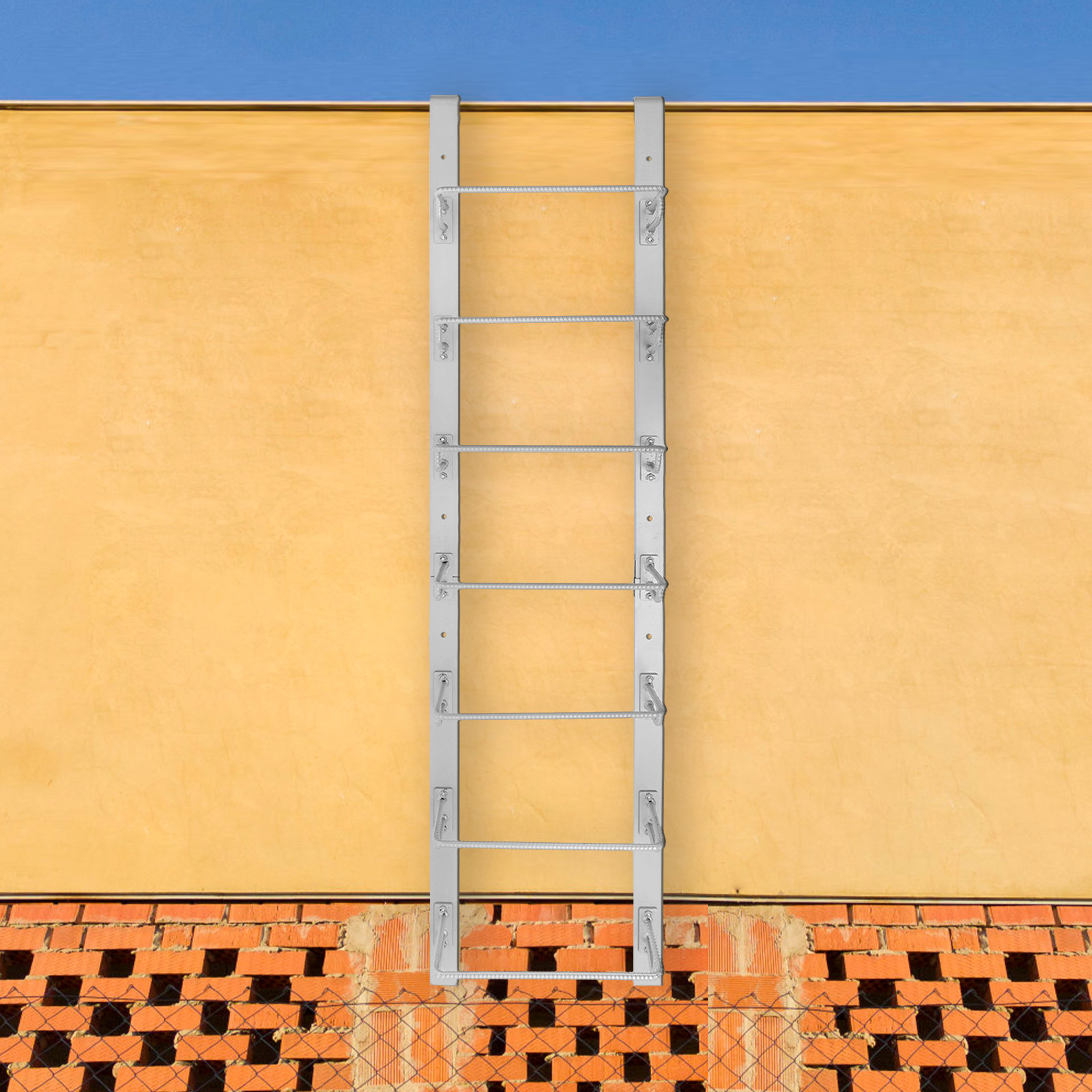 17 Stories Heavy-Duty Steel Window Well Ladder (7-Rung, 78.35*19.69*7 ...