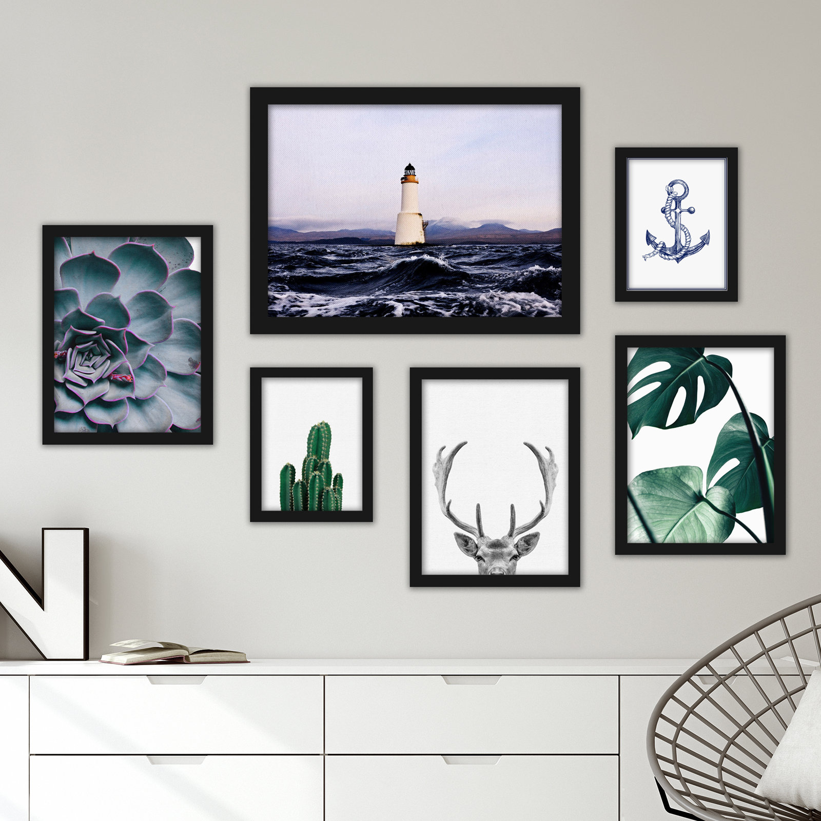 The Twillery Co. Strecker Nuada Mixed Art 6 Piece Framed Graphic Art ...