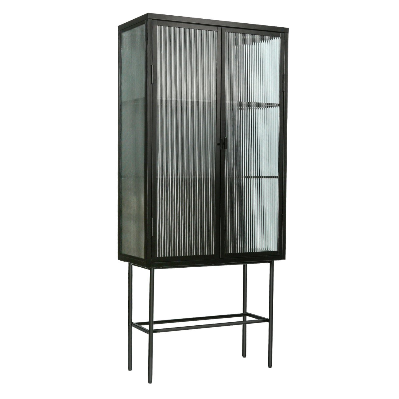Latitude Run® Fluted Glass High Cabinet Storage Dual Doors Three ...