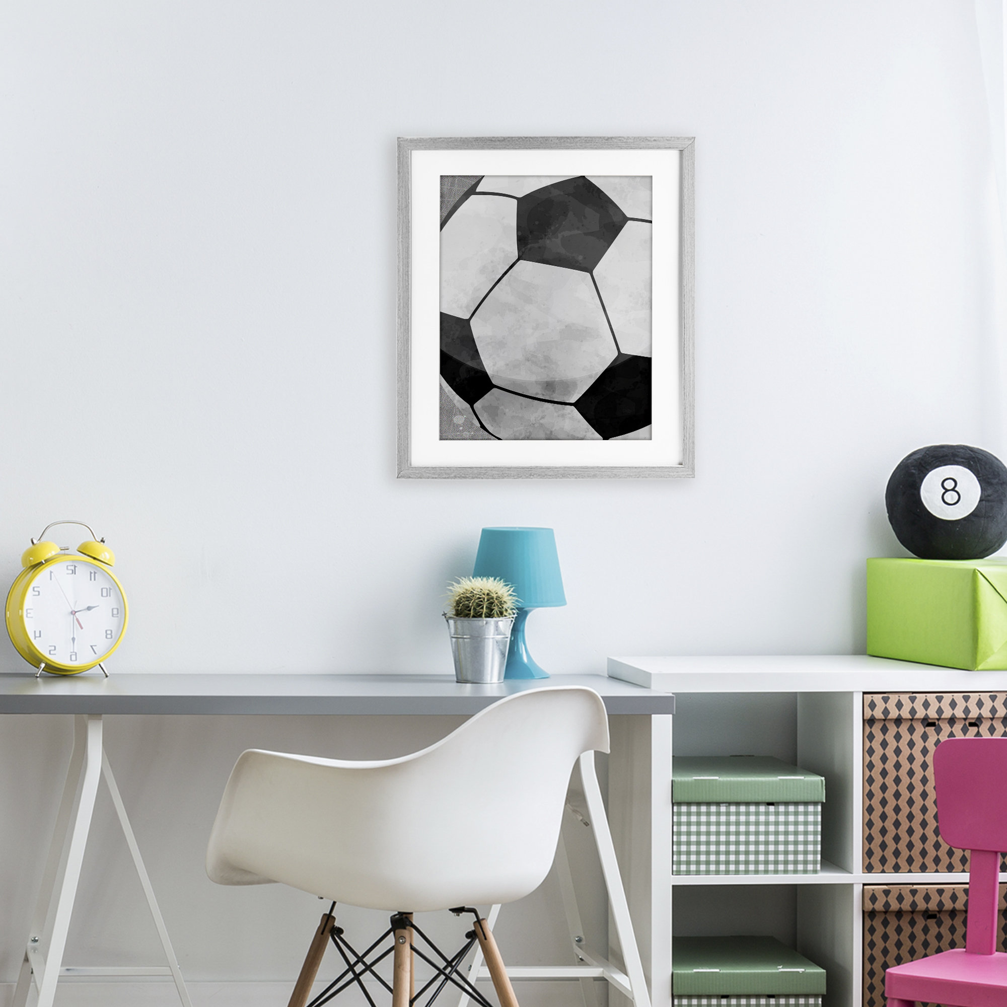 Wrought Studio™ Bouncing Fun Soccer Ball Framed Print Under Glass ...