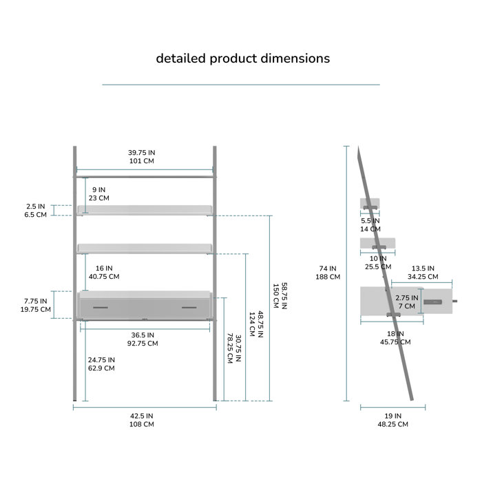 AllModern Innes Solid Wood Top Metal Base Leaning / Ladder Desk ...