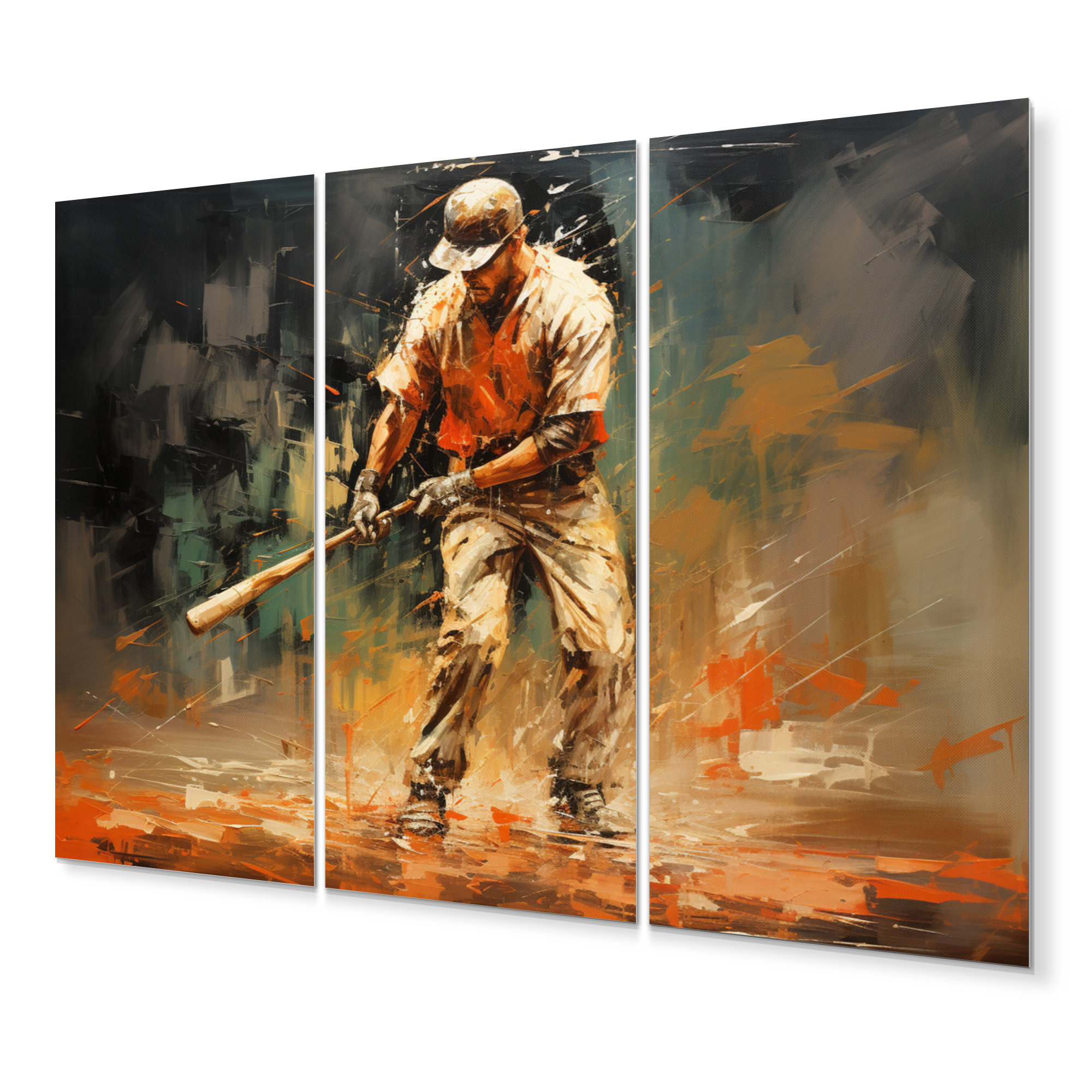 Design Art Baseball Abstract Infield - Sports Metal Wall Decor Set ...
