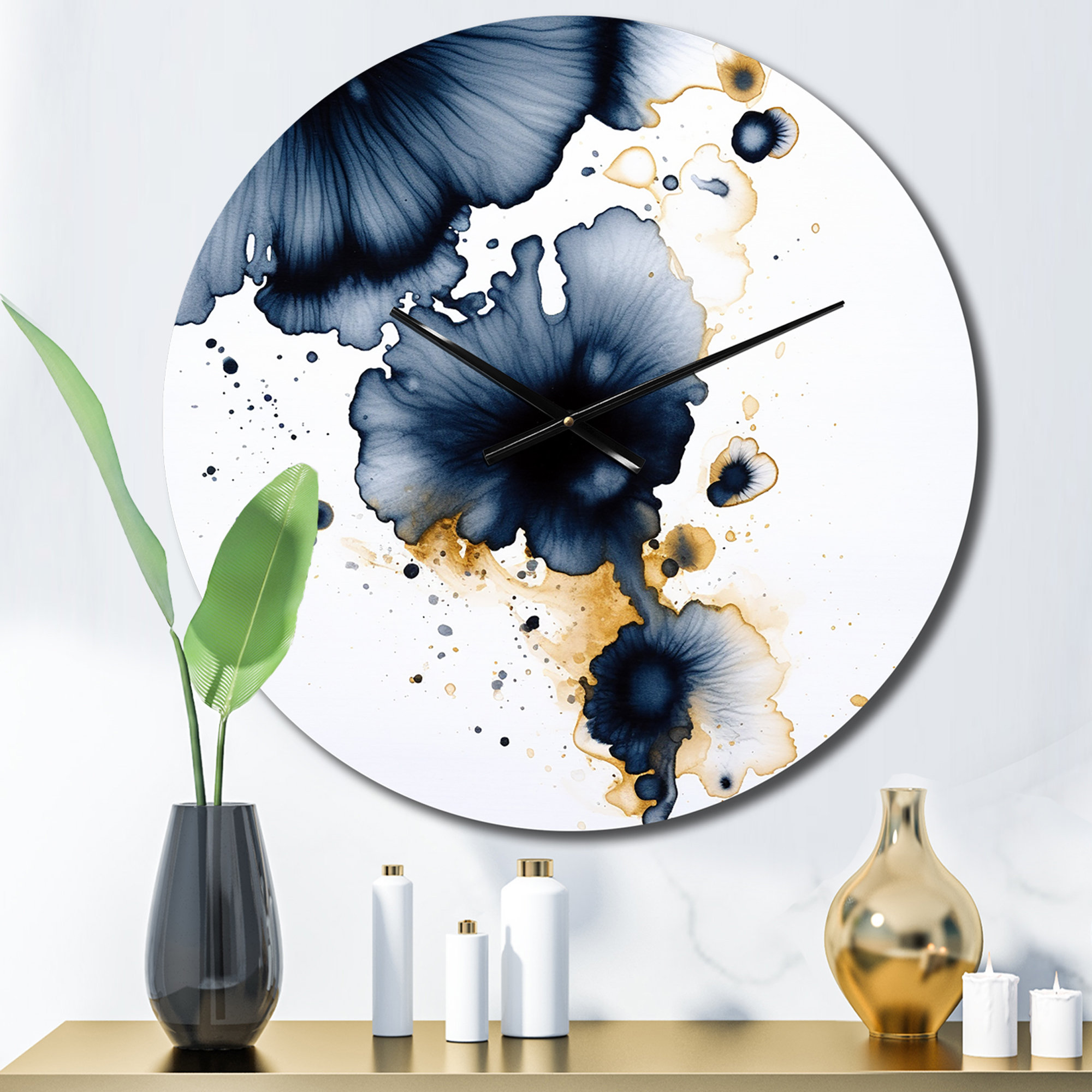 Wrought Studio™ Crossroads of Blue Grooves Abstract Ink Gold I ...