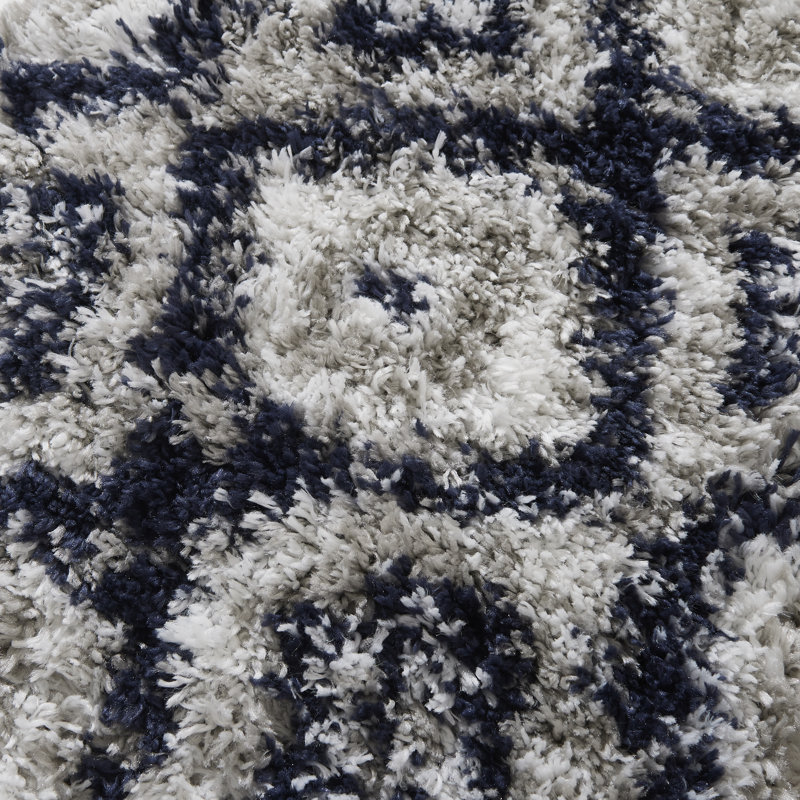 Nautica Geometric Shag Gray/Navy Area Rug | Wayfair
